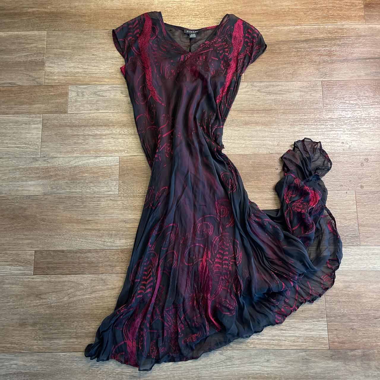 Citron Red & Black Whimsy Goth Dress - L Vintage... | Depop