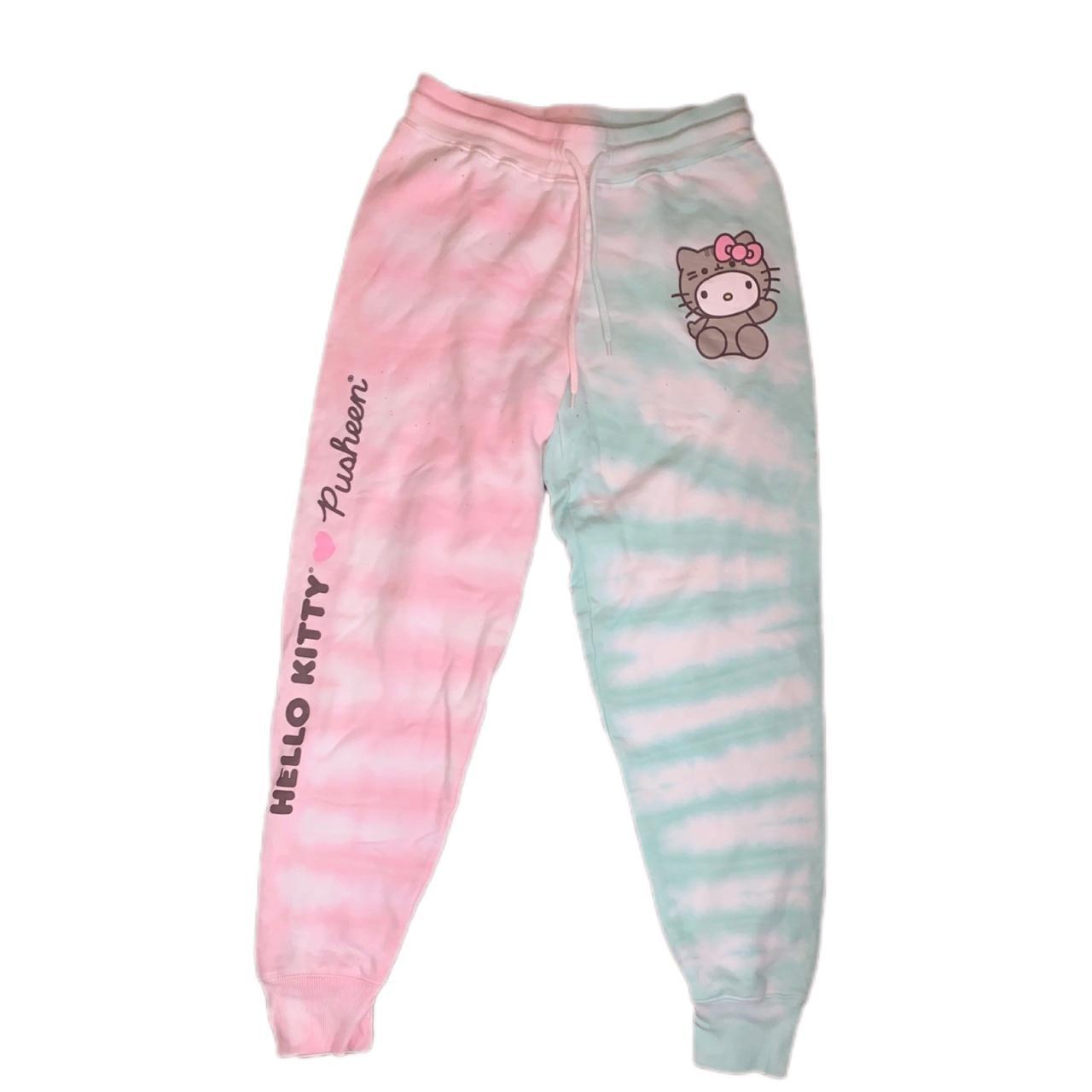 hello kitty x pusheen split tie-dye hoodie and... - Depop