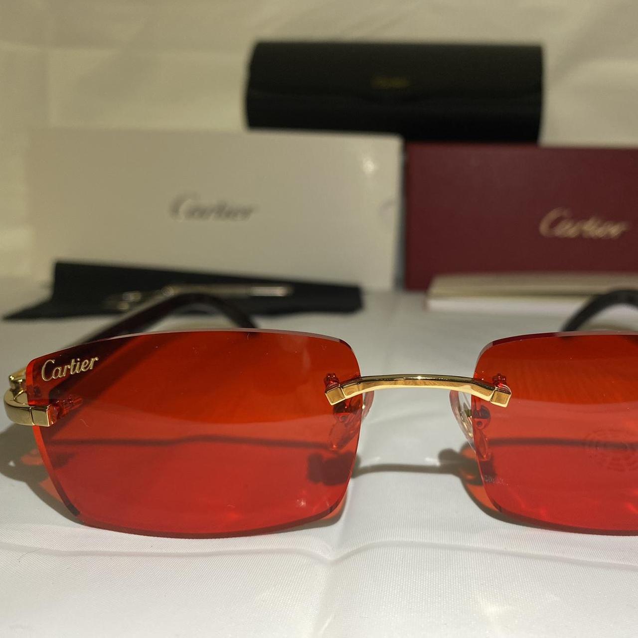 Cartier glasses red lenses with gold frame white... - Depop