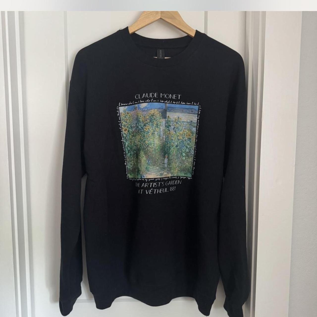 Black cotton Claude Monet crewneck sweatshirt... | Depop
