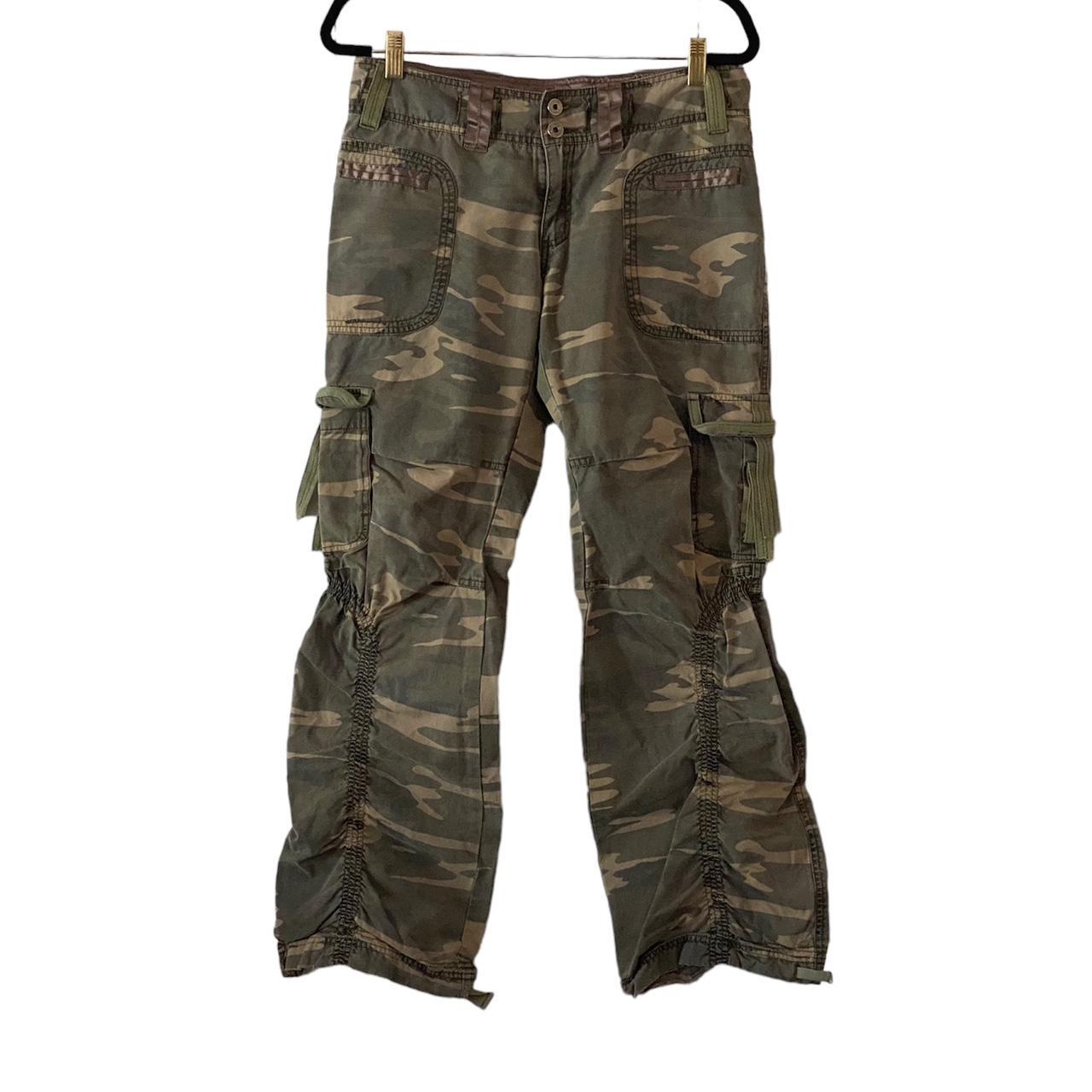 Miss Me Ruched Low Rise Camo Pants Waist —... - Depop