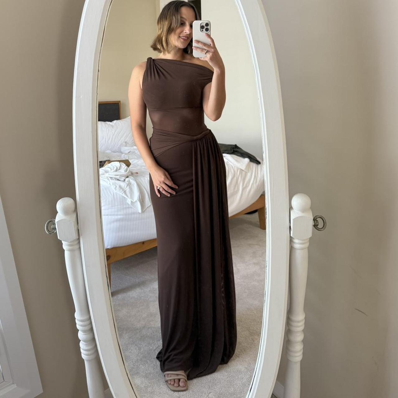 Misha Sisal mesh Maxi Dress in espresso Sold out... | Depop
