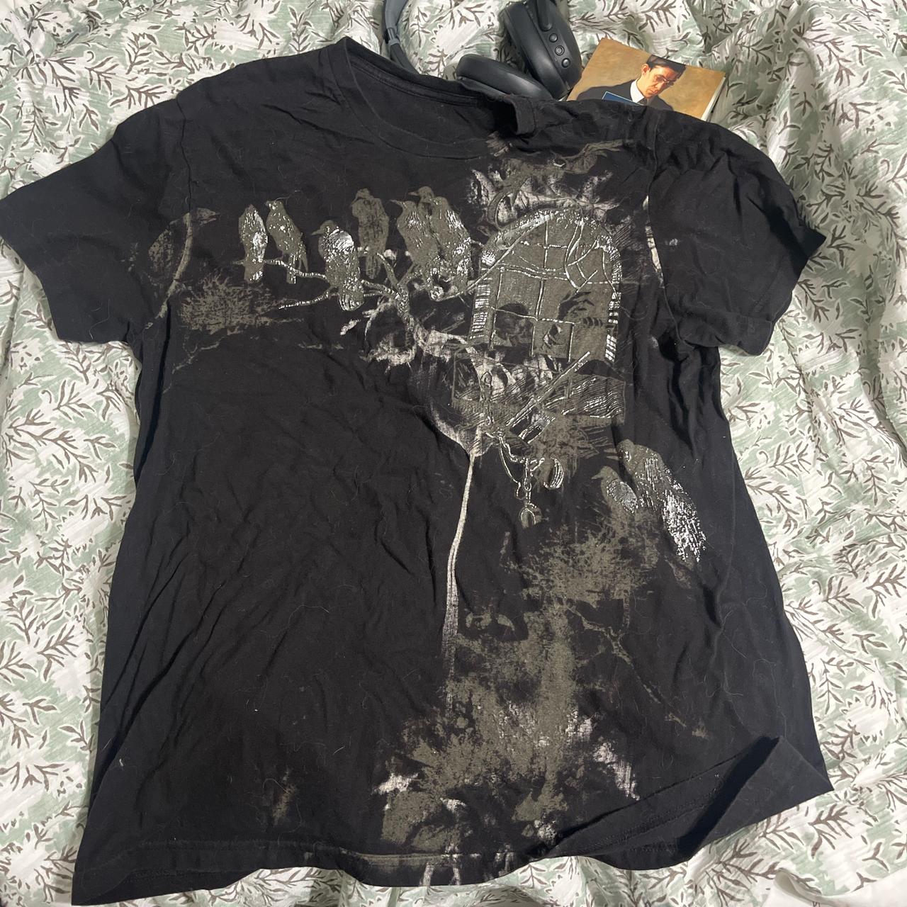 no label crow y2k affliction buzzword shirt probably... - Depop