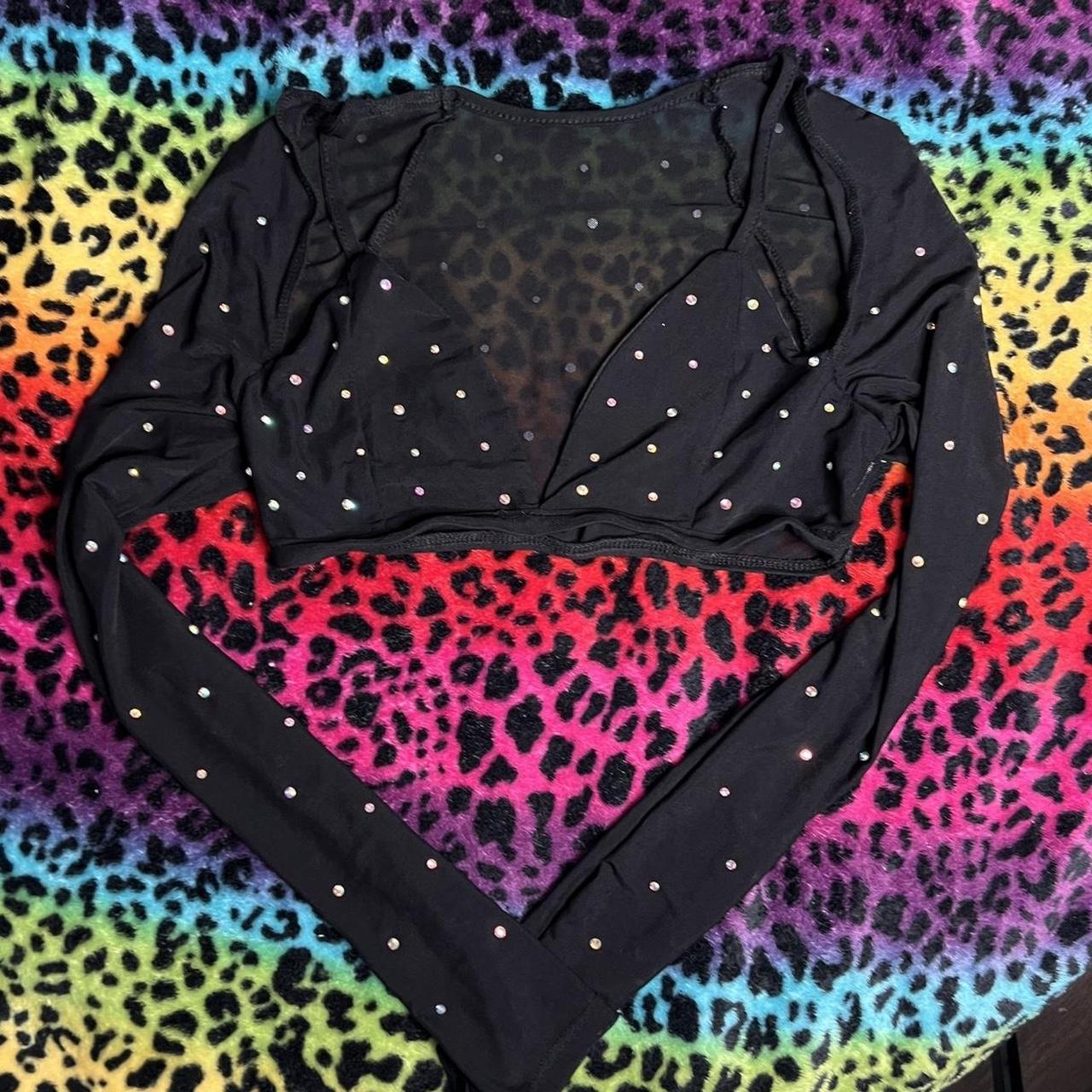 clubbing top rhinestones tagged size xs but fits up... - Depop