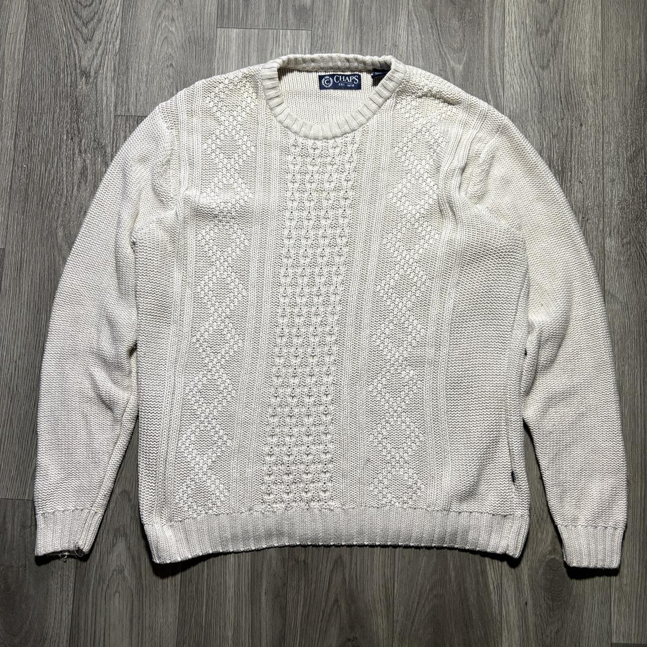 Cream vintage chaps by Ralph Lauren cable knit... - Depop