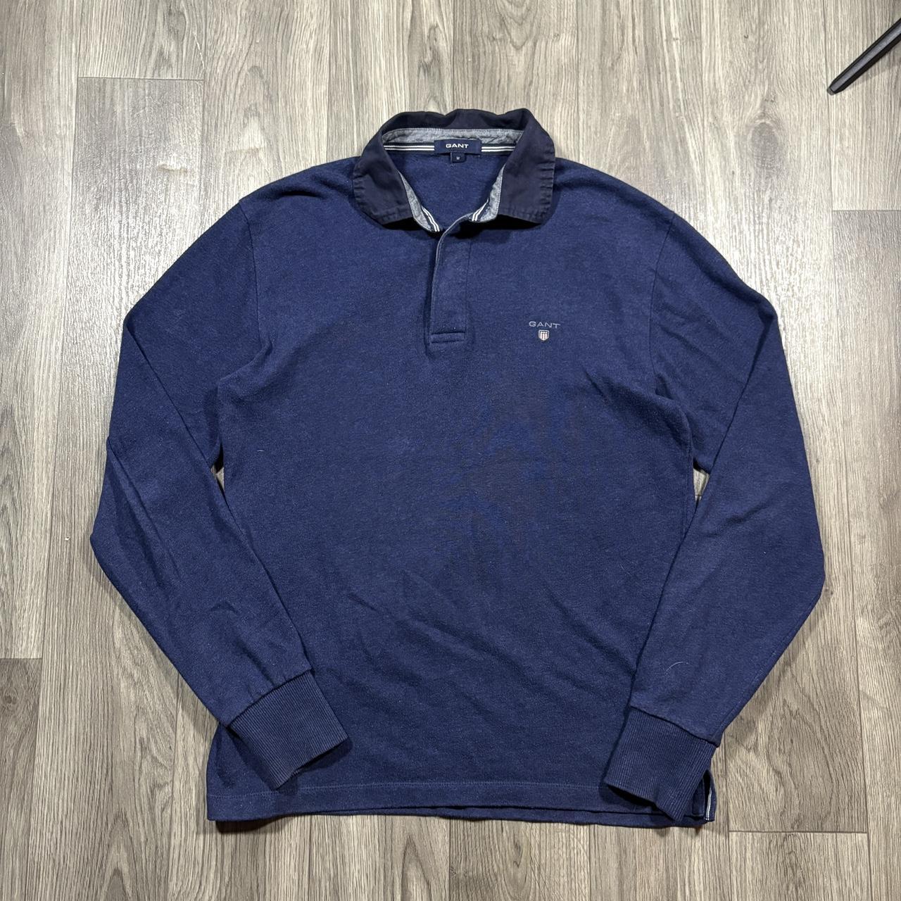 Navy blue GANT rugby shirt with embroidered logo.... | Depop