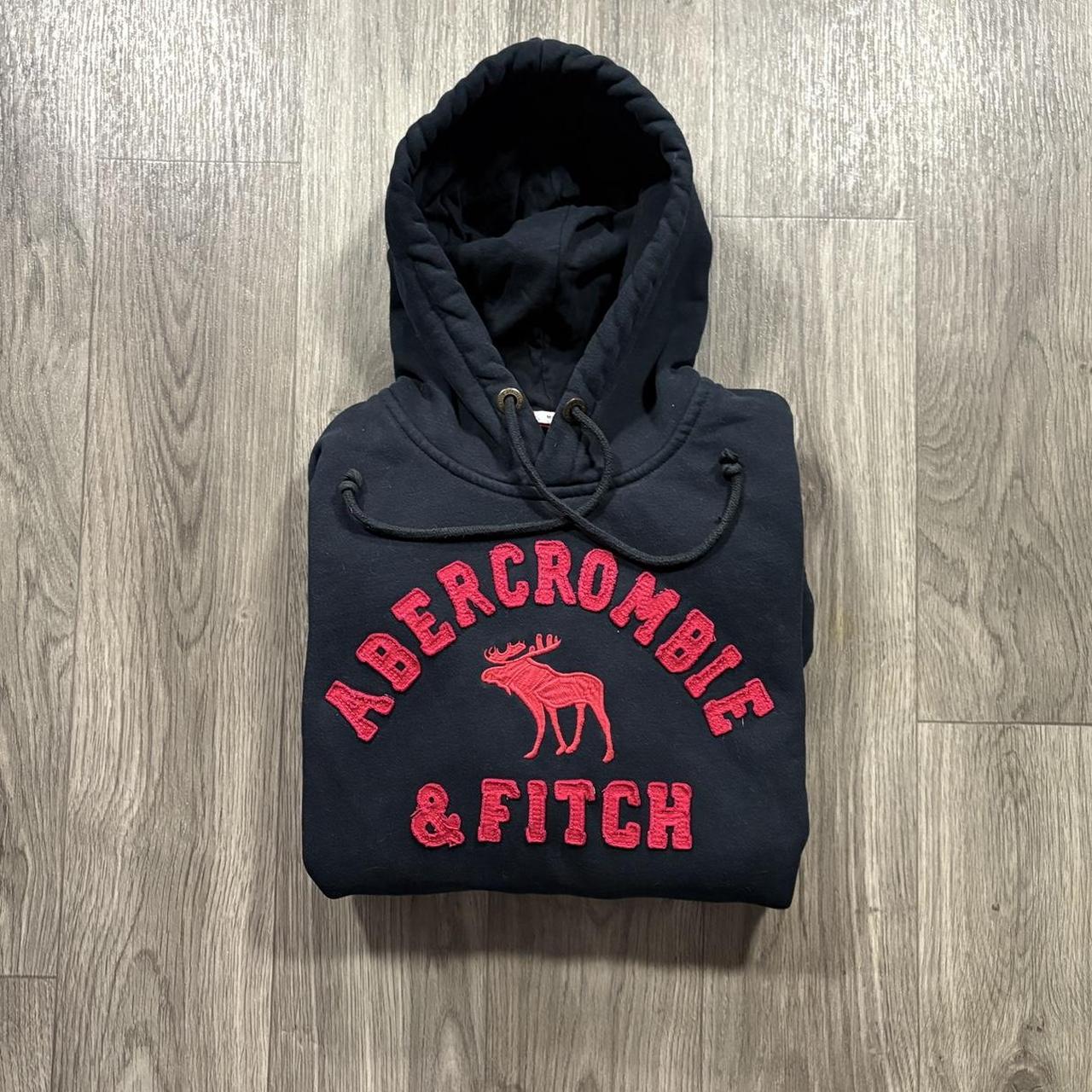 Navy blue Abercrombie & Fitch hoodie with... - Depop