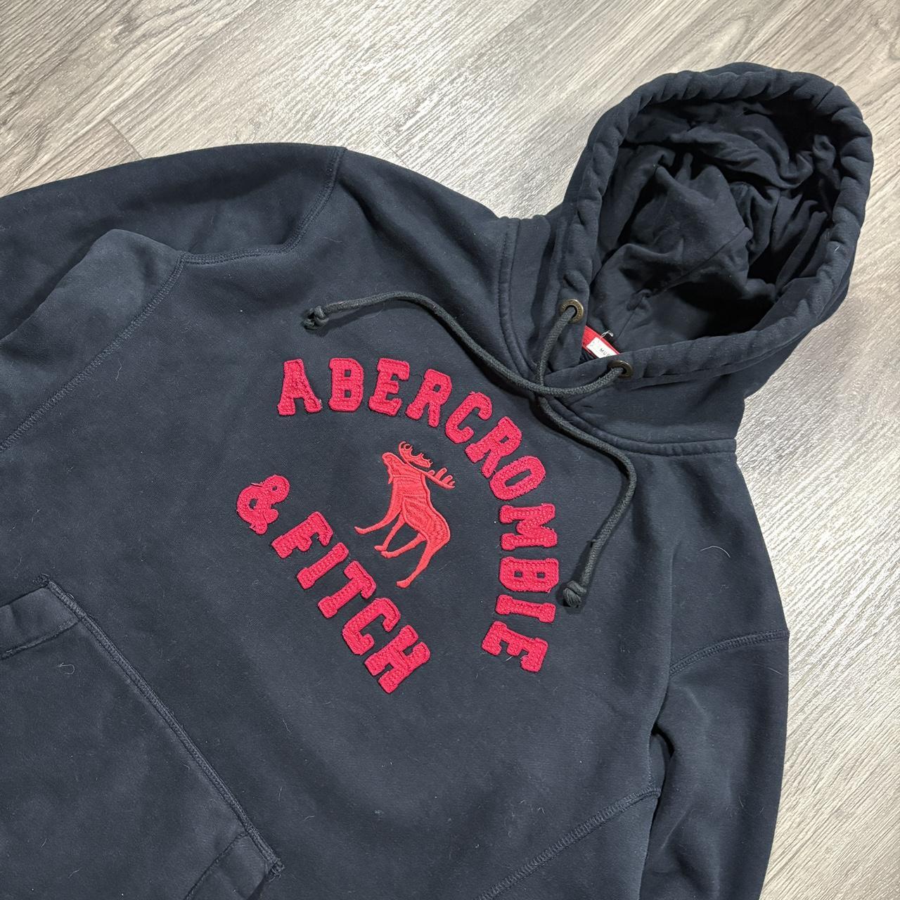 Navy blue Abercrombie & Fitch hoodie with... - Depop
