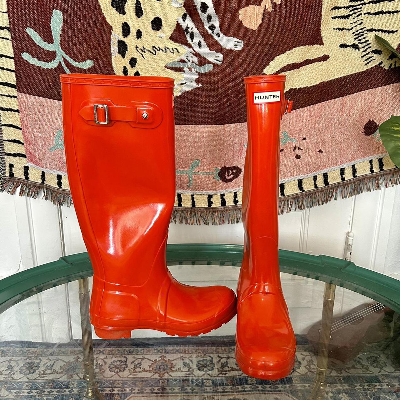 Vibrant knee high Hunter Rain-boots! ☔️ -Size US 8,... - Depop