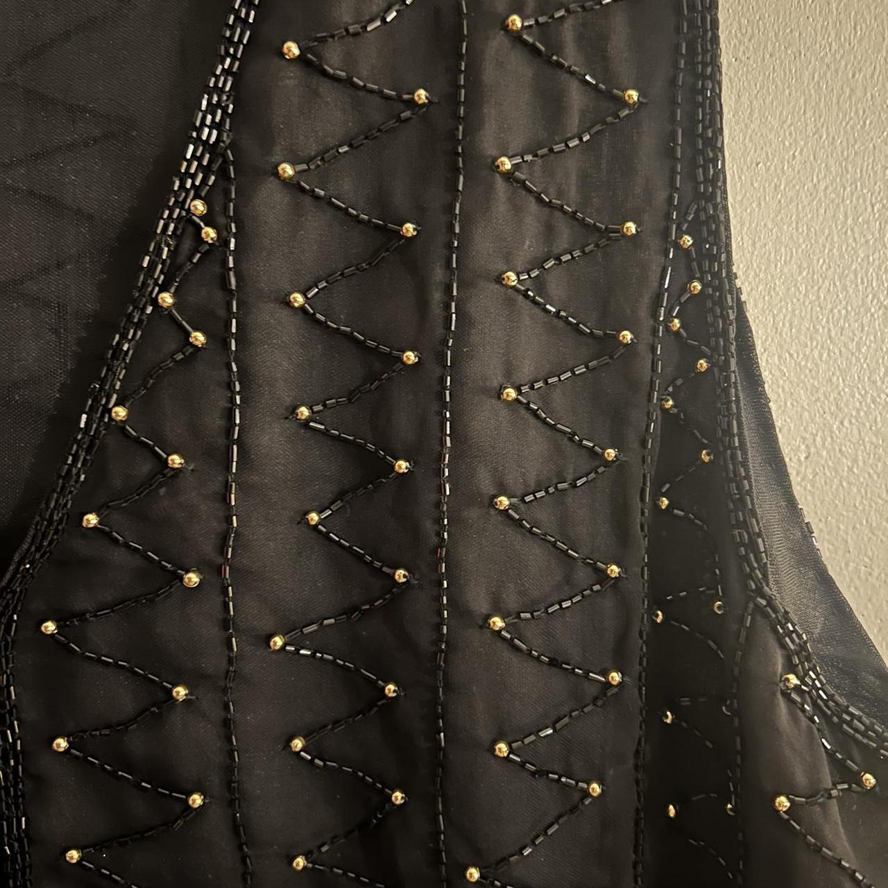 VINTAGE BLACK VEST WITH GOLD BEADING - Depop