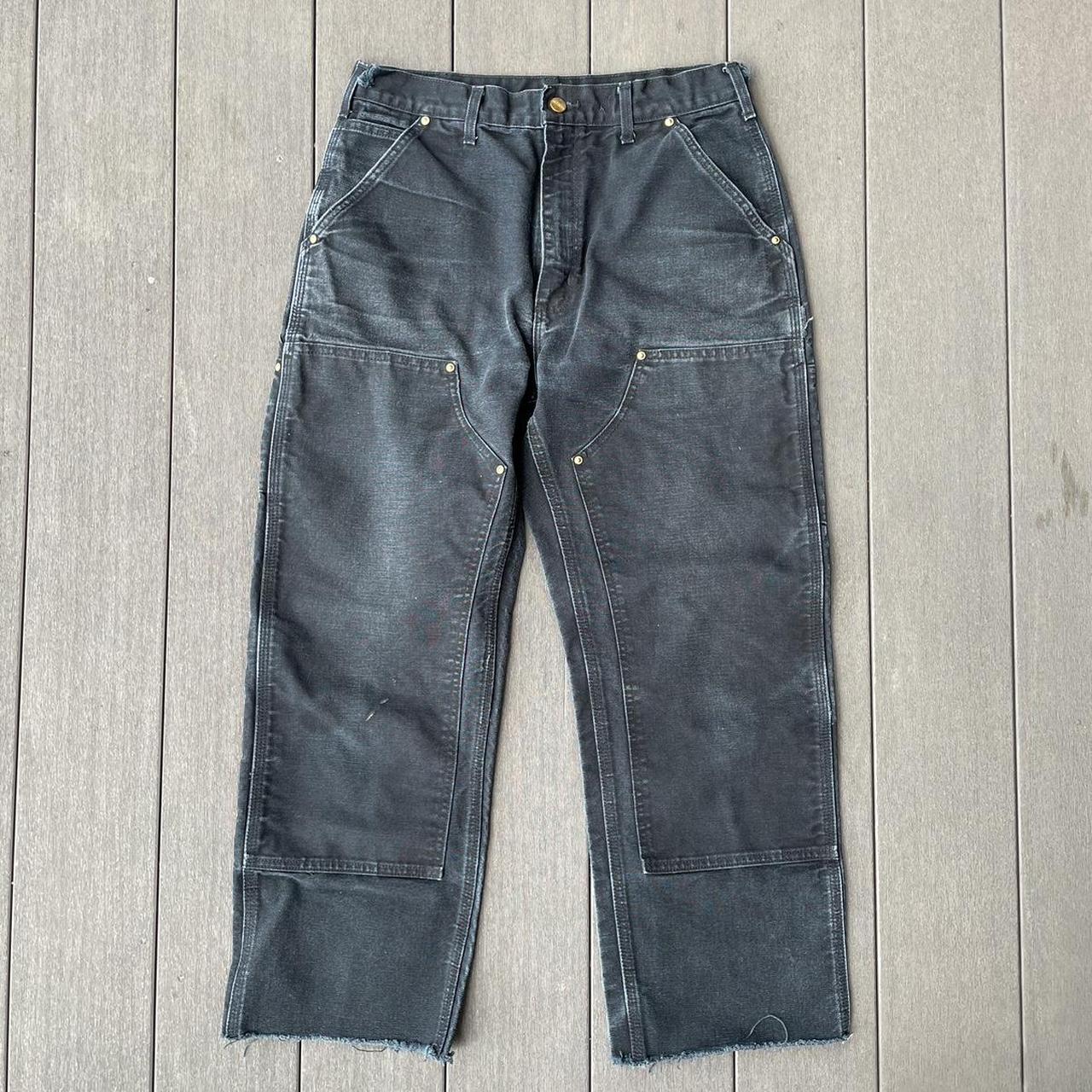 Black carhartt double knees. Worn-in and faded... - Depop