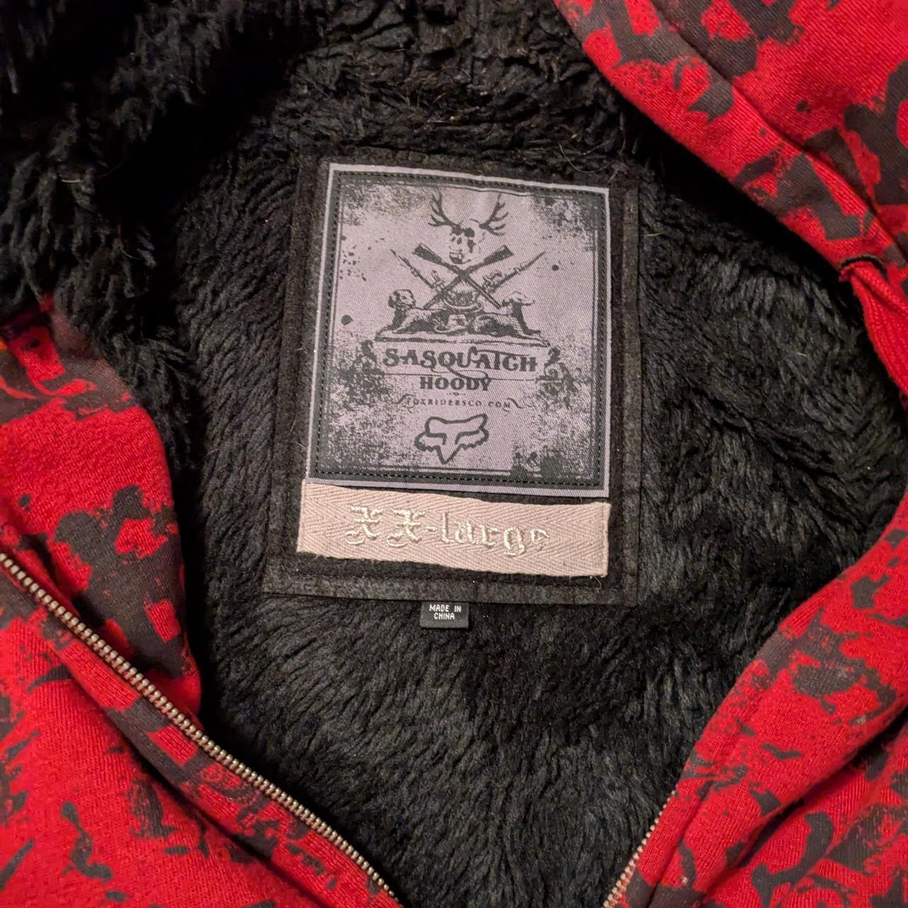 fuzzy hood fox Red and black aop hoodie #y2k #skater... | Depop
