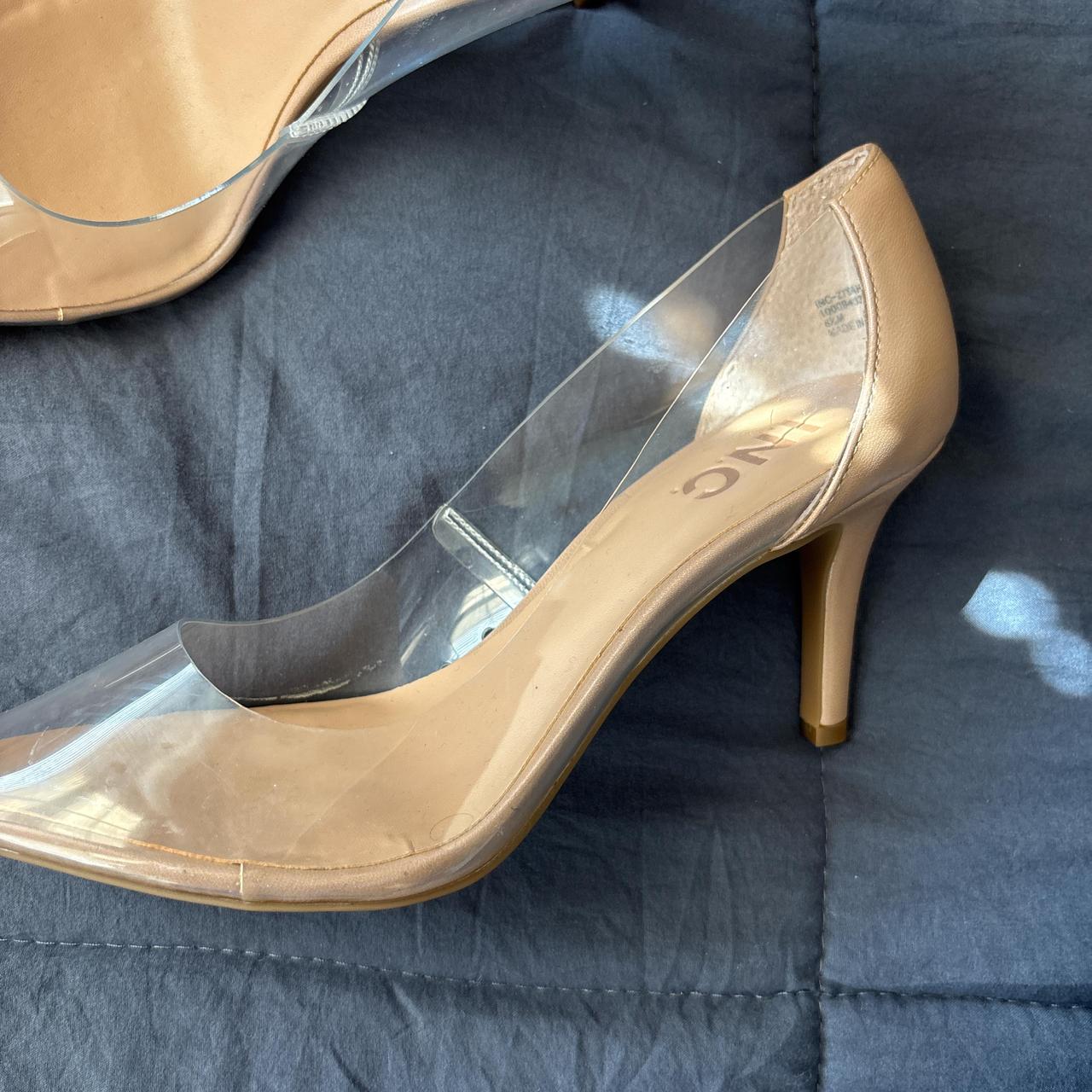 Tan and cream INGCH clear heeled courts #glamour | Depop