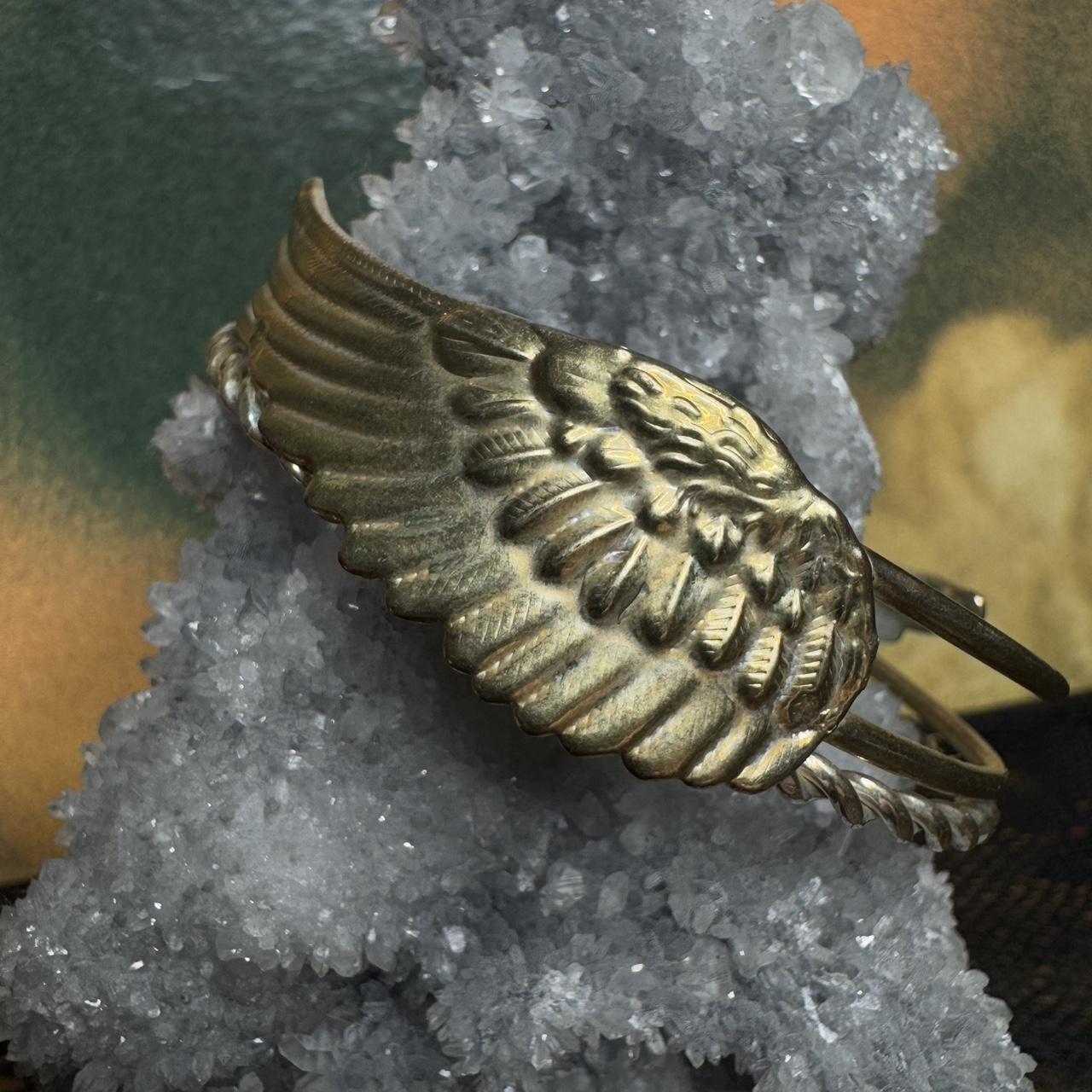 gold angel wing bangle bracelet #goth #whimsigoth... | Depop