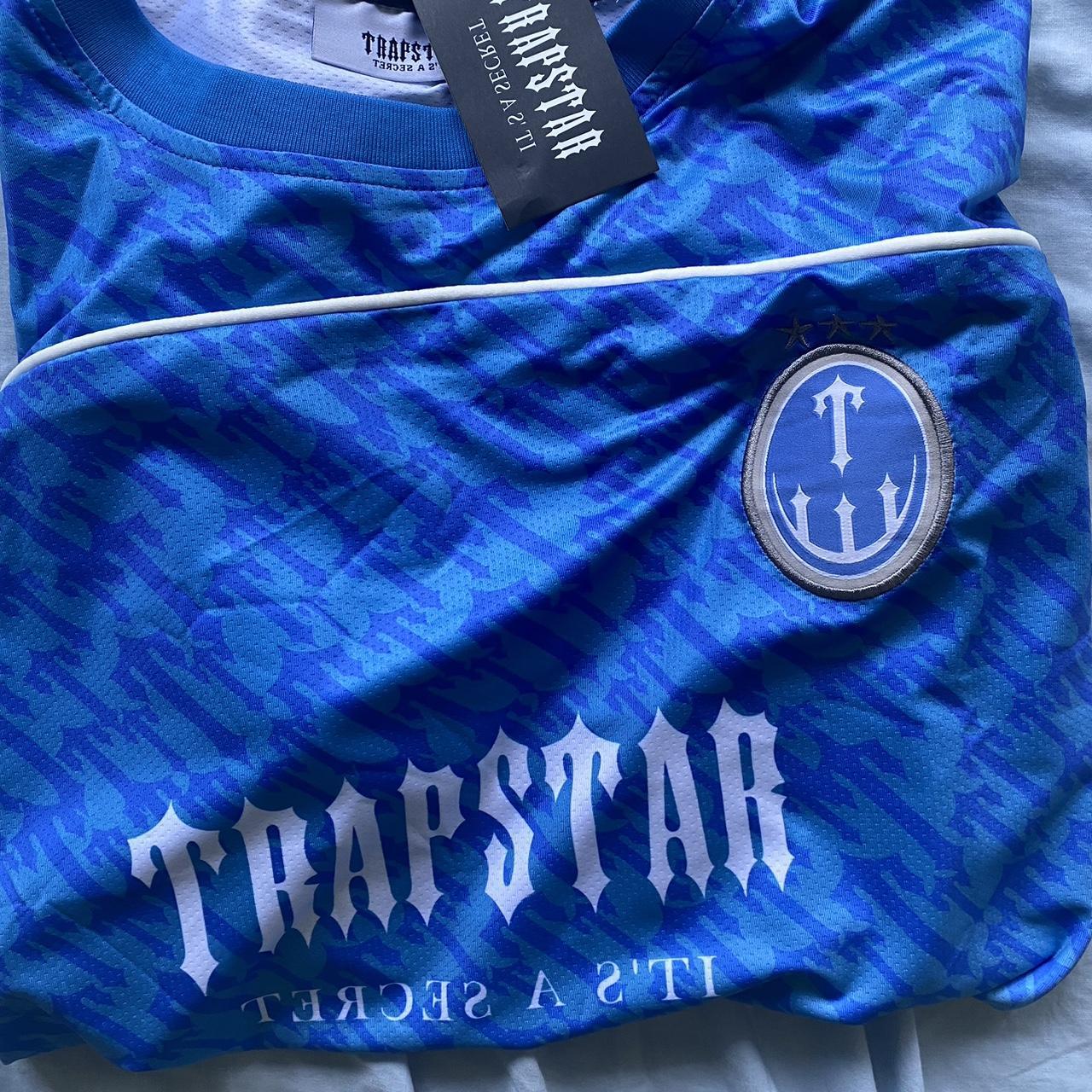 Trapstar football tee Blue Gradient Size Medium... - Depop