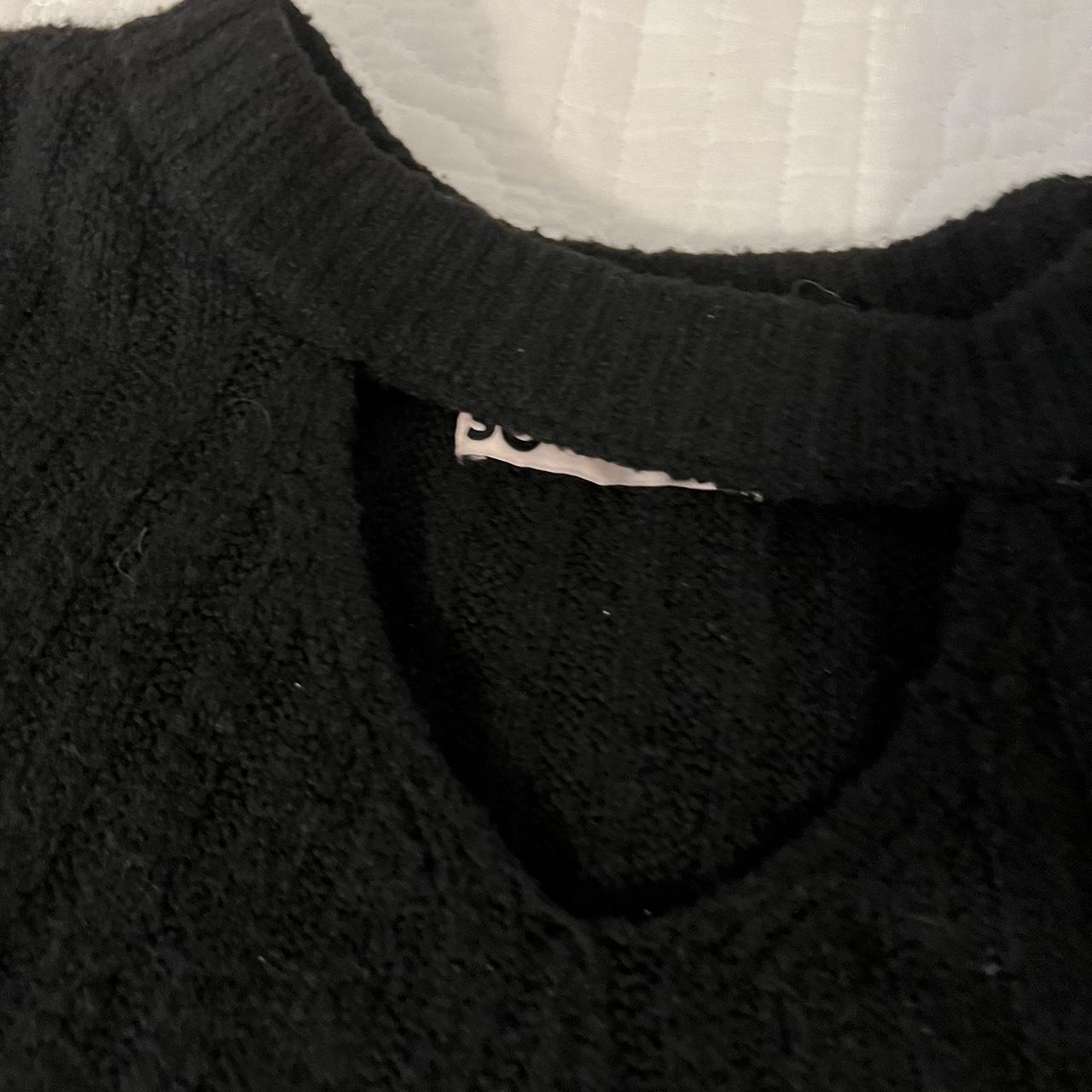 Neck cut out black super cute, fluffy sweater size... - Depop
