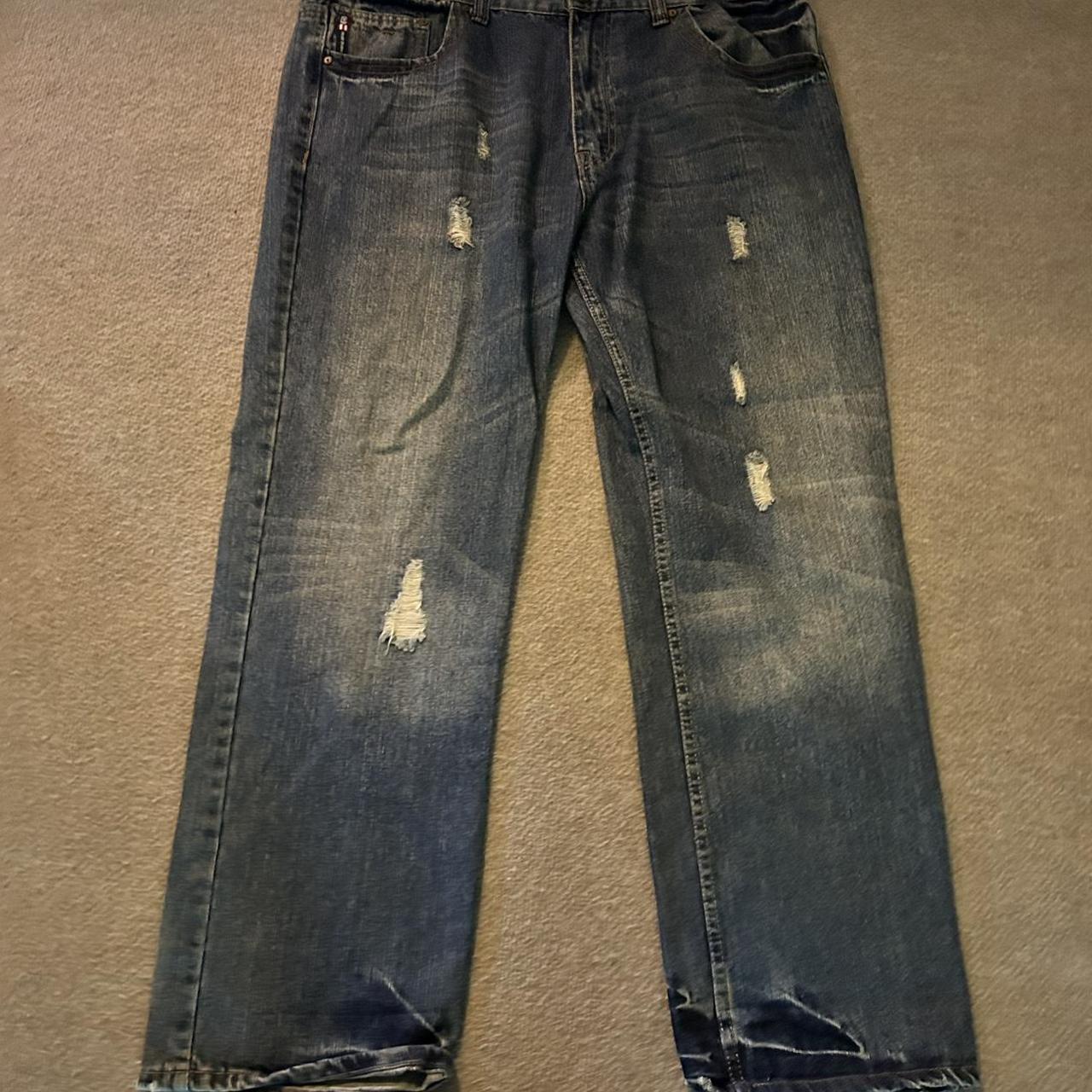 vintage distressed phat farm jeans size 38/30 argyle... - Depop