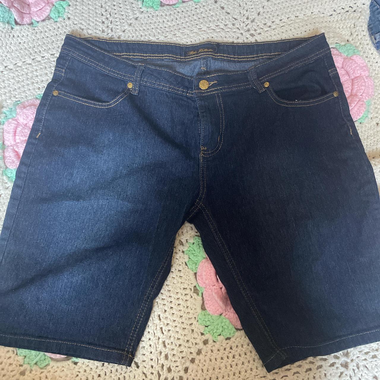 apple bottom denim jorts msg for meaurments dark... - Depop