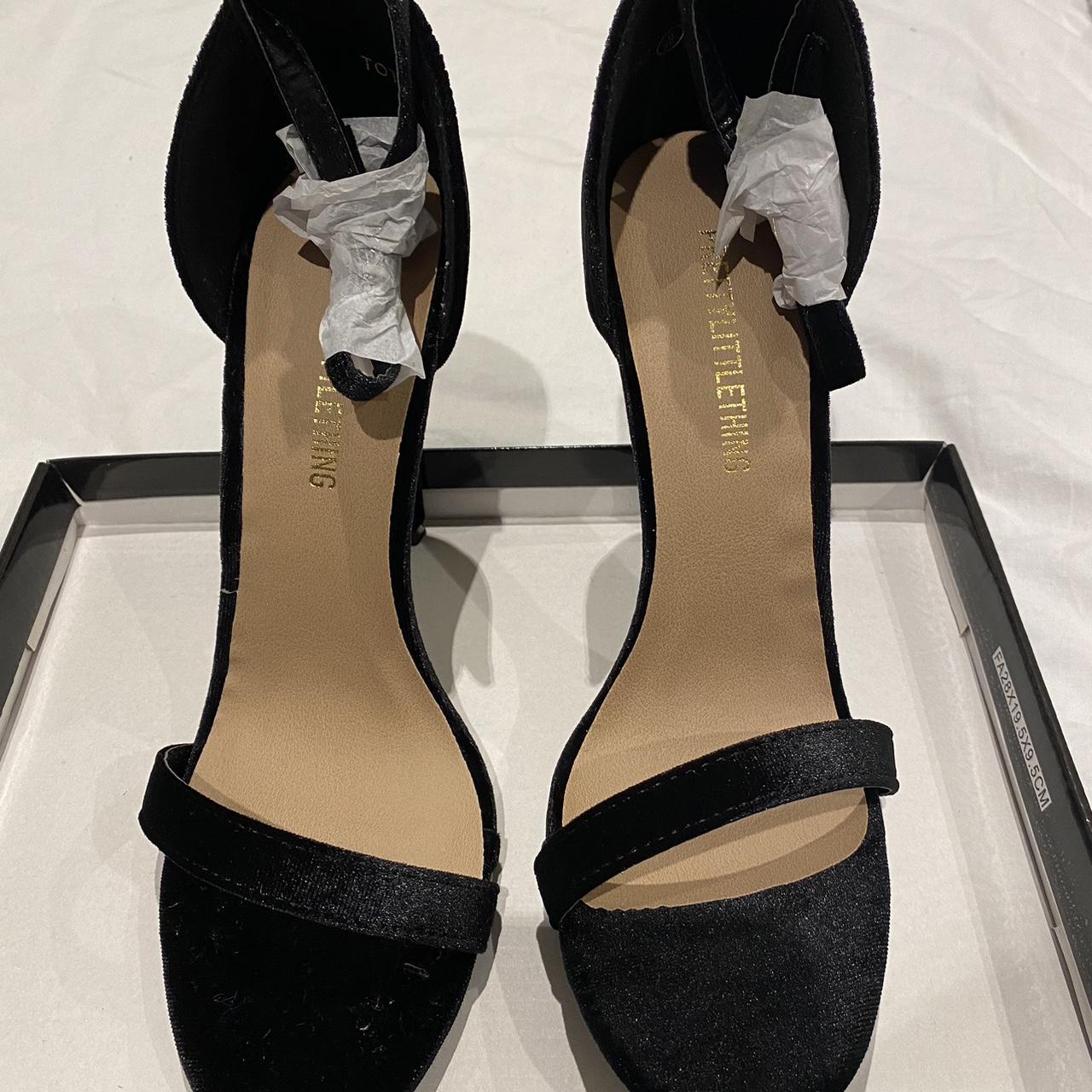Pretty Little Thing Heels (Clover Black Velvet... - Depop