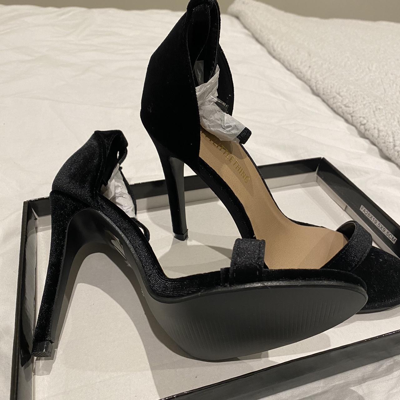 Pretty Little Thing Heels (Clover Black Velvet... - Depop