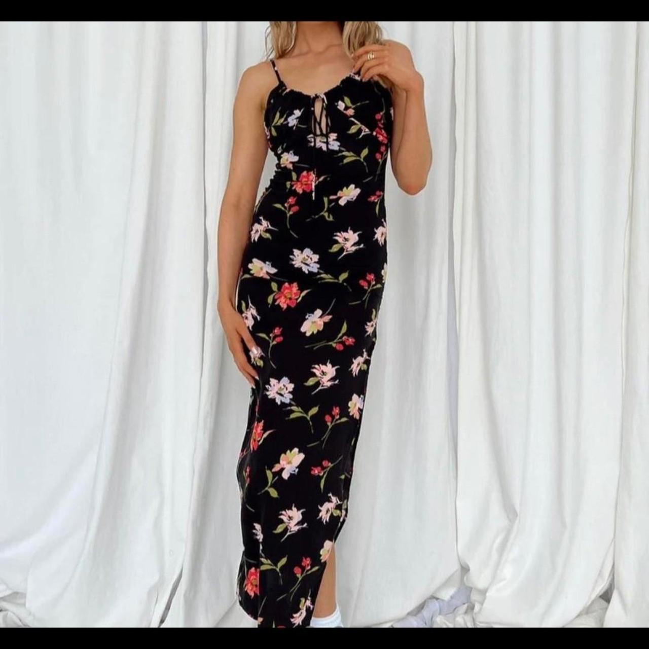 Black floral maxi dress - Depop