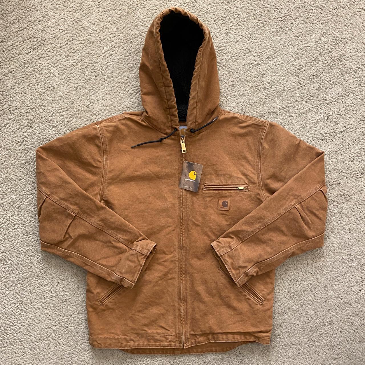 NWT Carhartt J141 Sherpa-Lined Sandstone Duck Sierra... - Depop