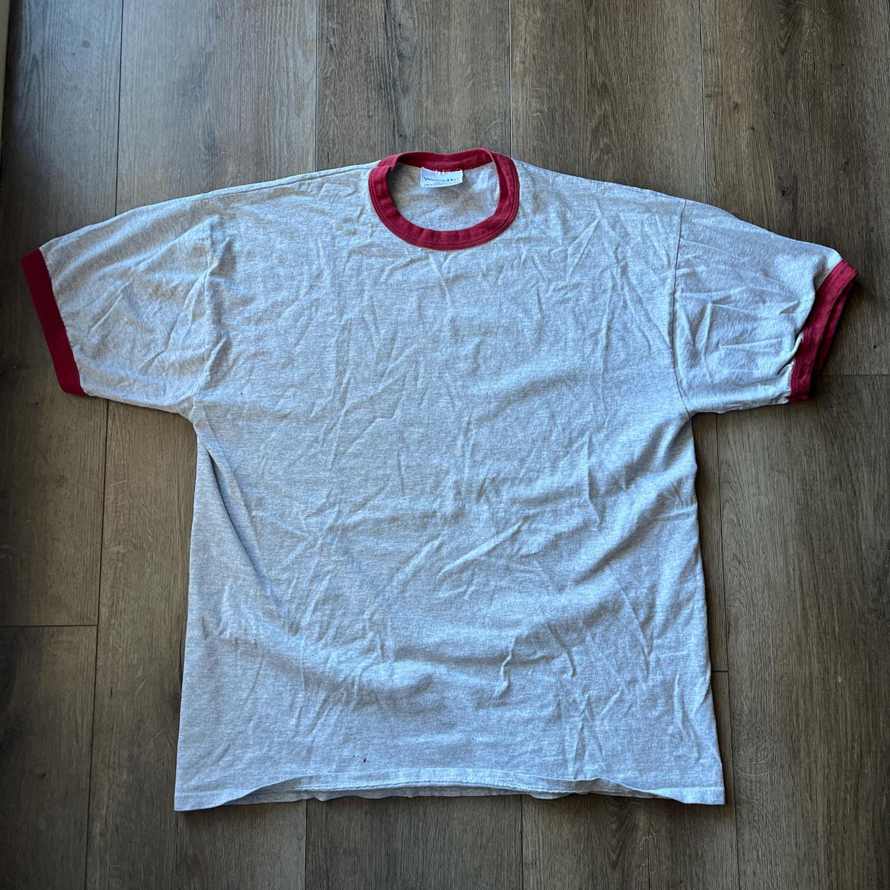 vintage blanket ringer tee red size large - Depop
