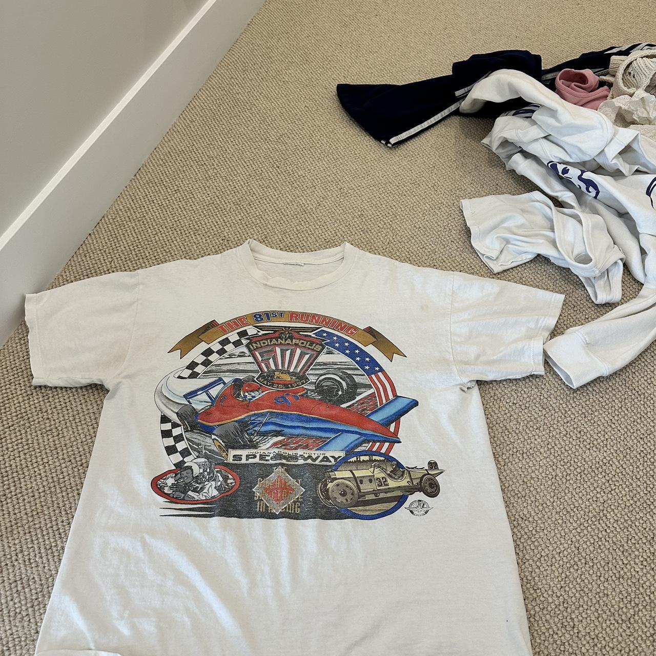 thrifted vintage racing tee - Depop