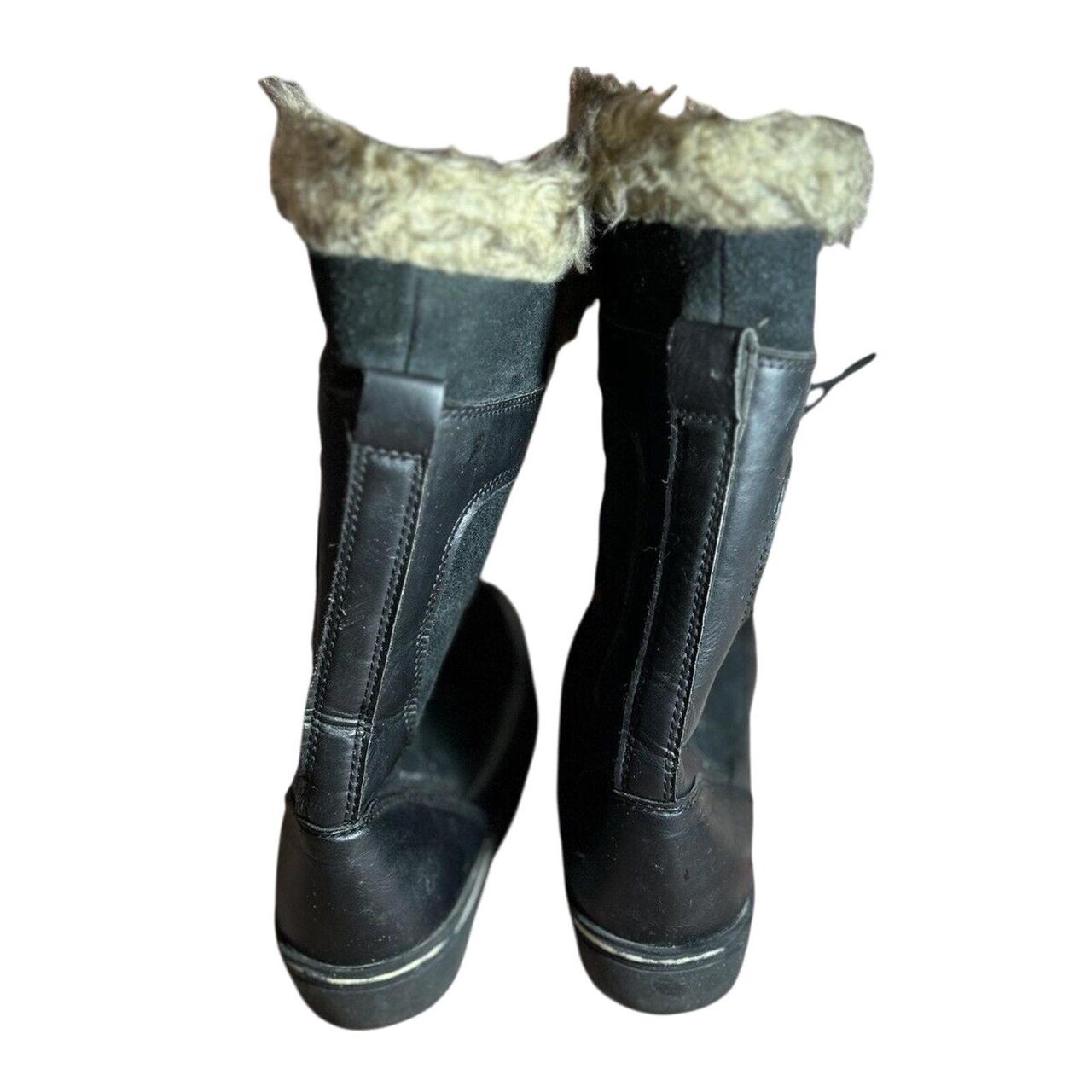 Target Women's Black Faux Fur Suede Lace up Winter... - Depop