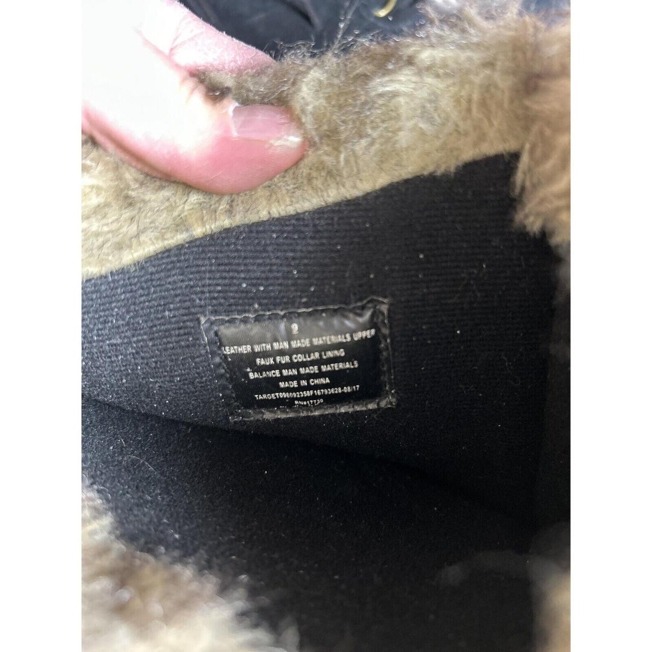 Target Women's Black Faux Fur Suede Lace up Winter... - Depop