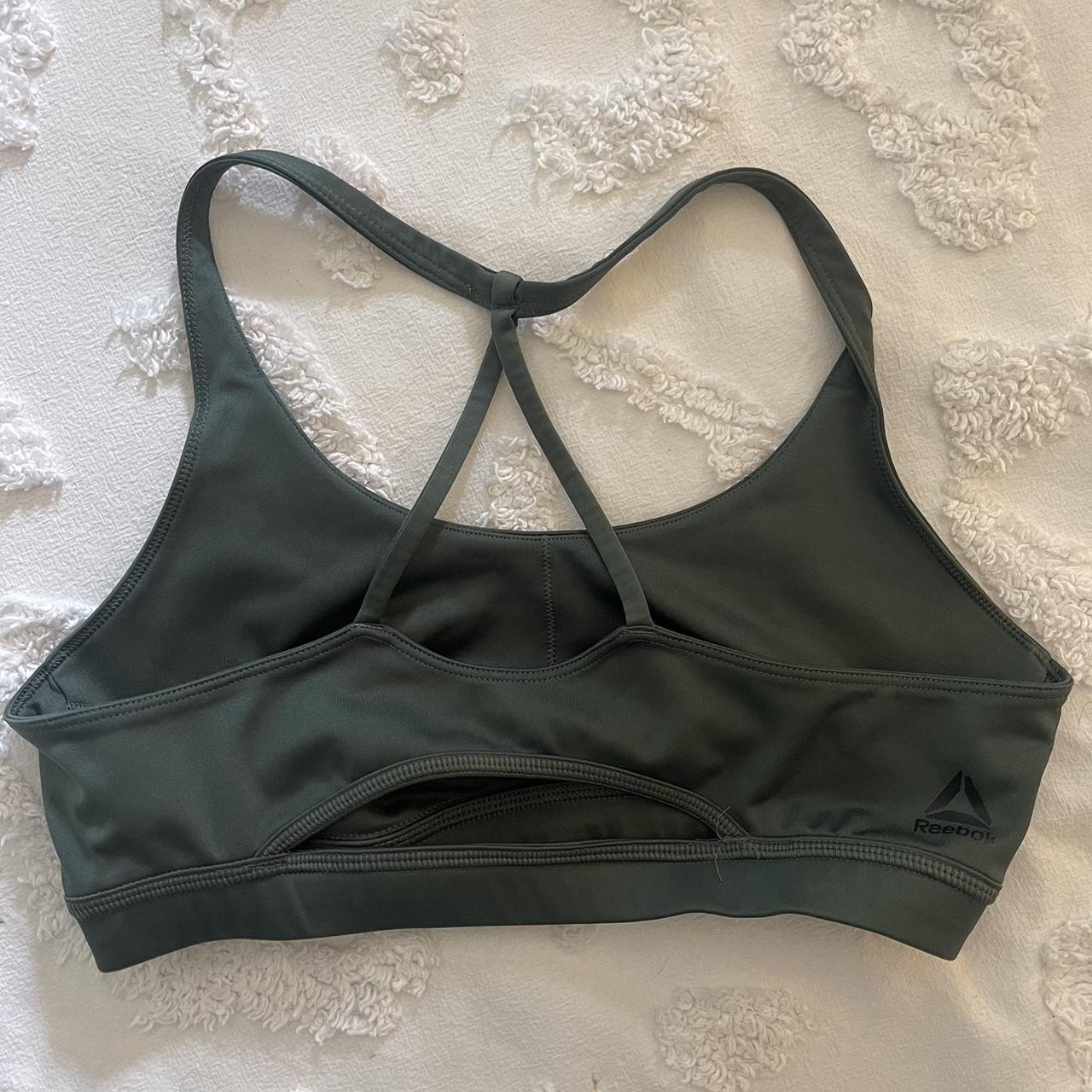 Reebok army green sport bra, super cute and supportive - Depop