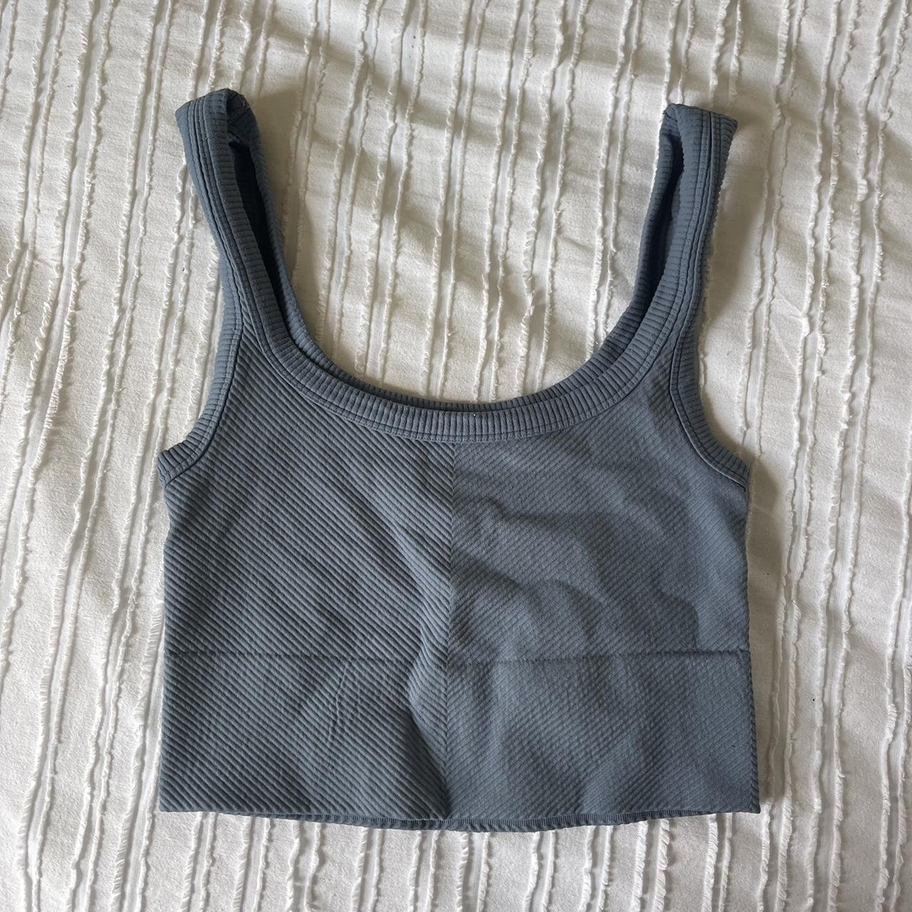 Super cute blue ribbed tank, stretchy and super comfy - Depop