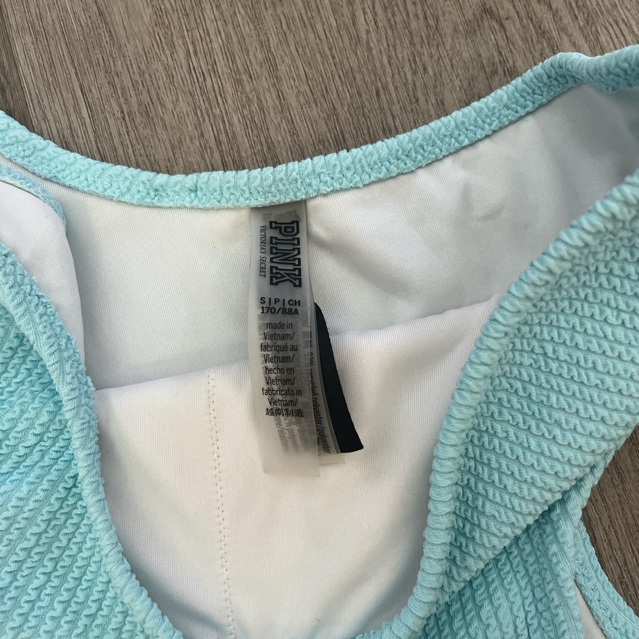 pink light blue one piece bathing suit - Depop