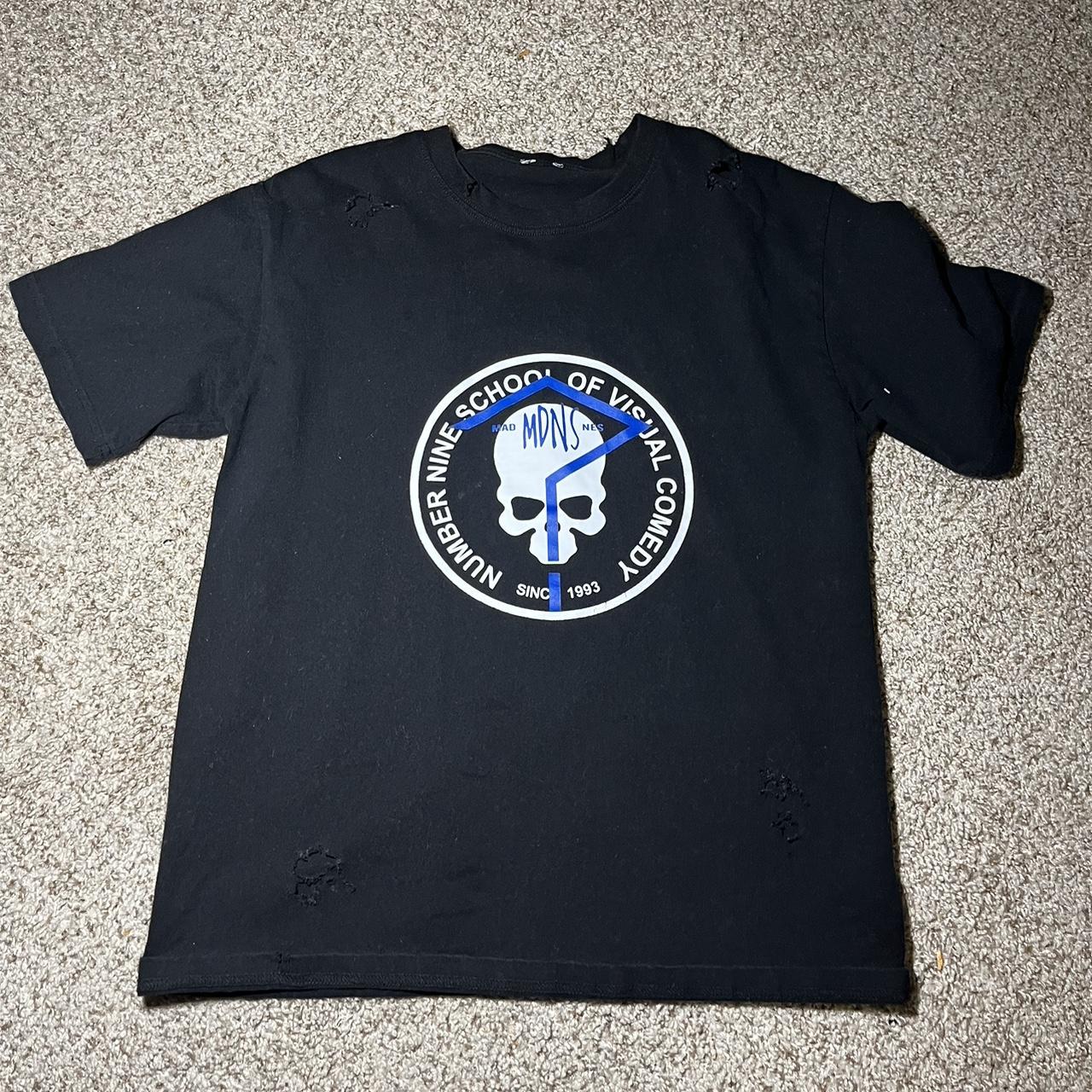 Number (N)ine Men's Black and Navy T-shirt | Depop