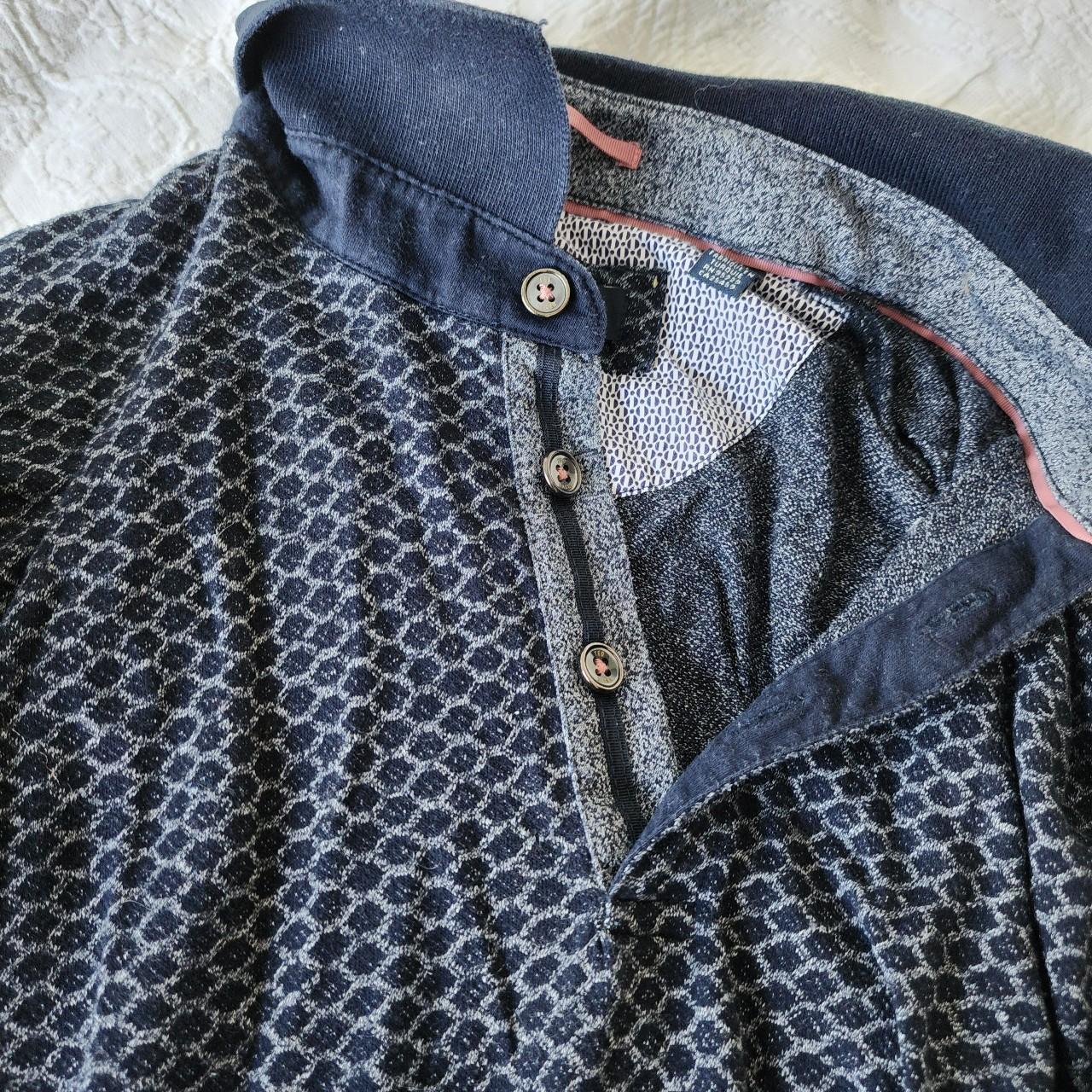 Mens Ted Baker polo shirt, size 4 Dark blue hexagon... - Depop