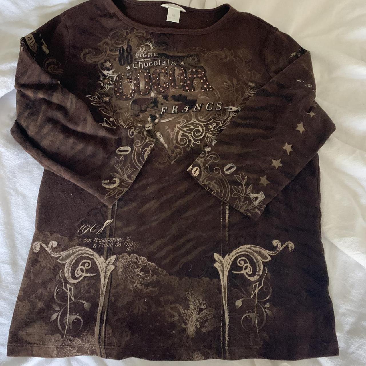 Christopher & Banks Women's Brown and Black Shirt | Depop