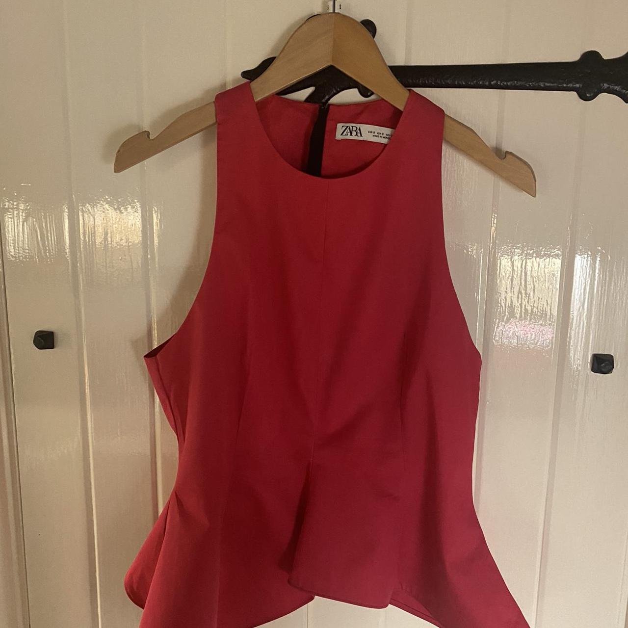 Zara asymmetrical peplum pink top Size small - Depop