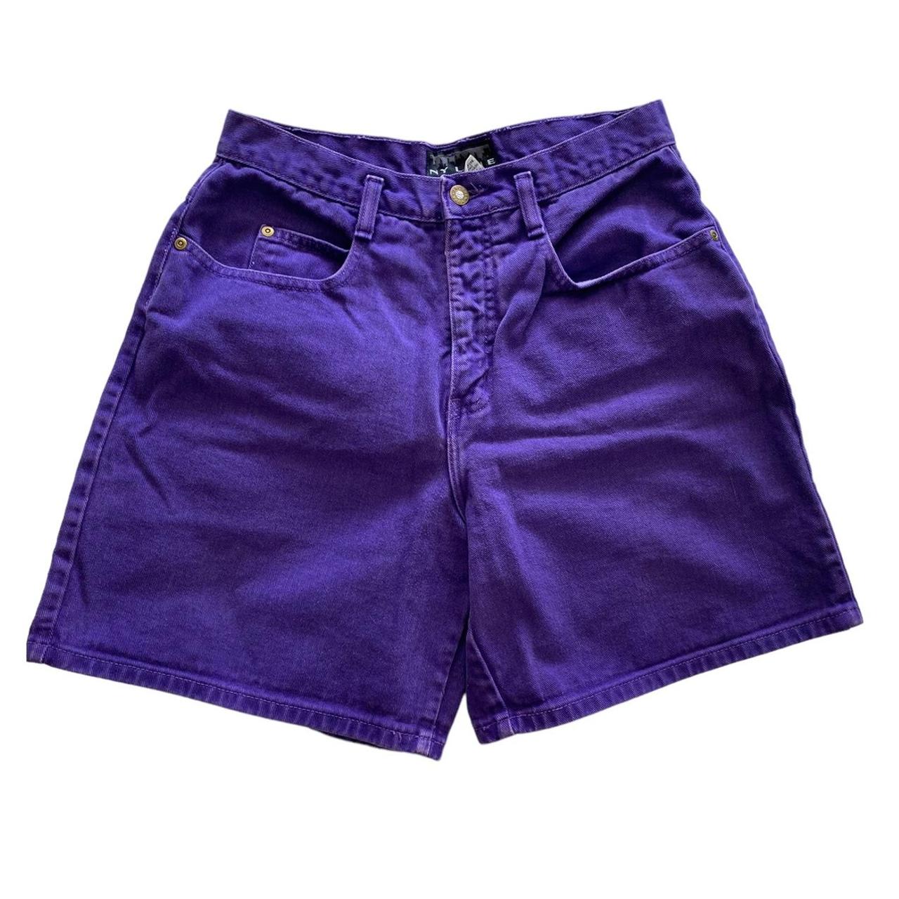 vintage bright purple cotton denim jean shorts jorts... - Depop