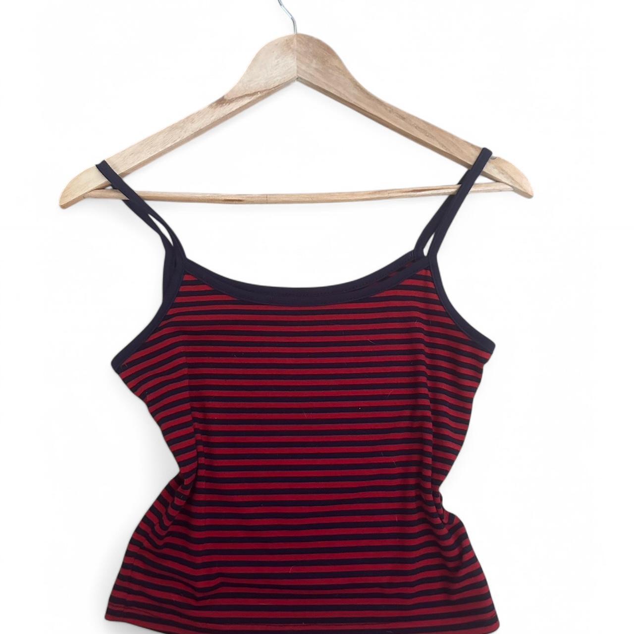 Black and red striped tank top with adjustable... | Depop