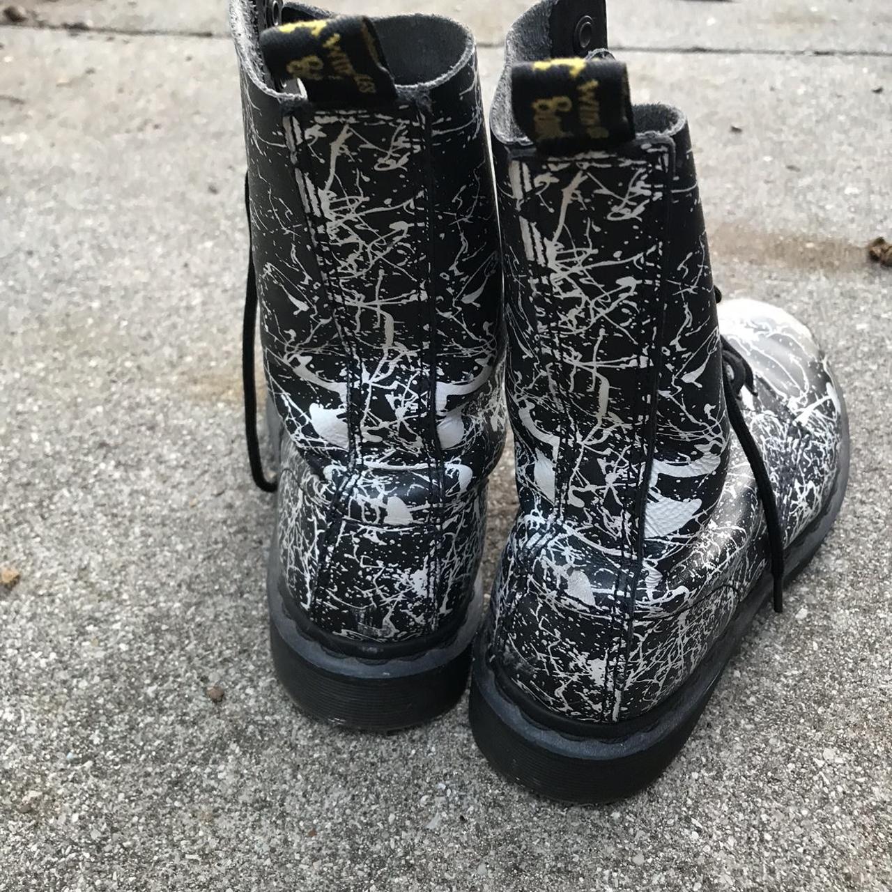 BLACK AND WHITE SPLATTER DOC MARTENS size 6 some... - Depop