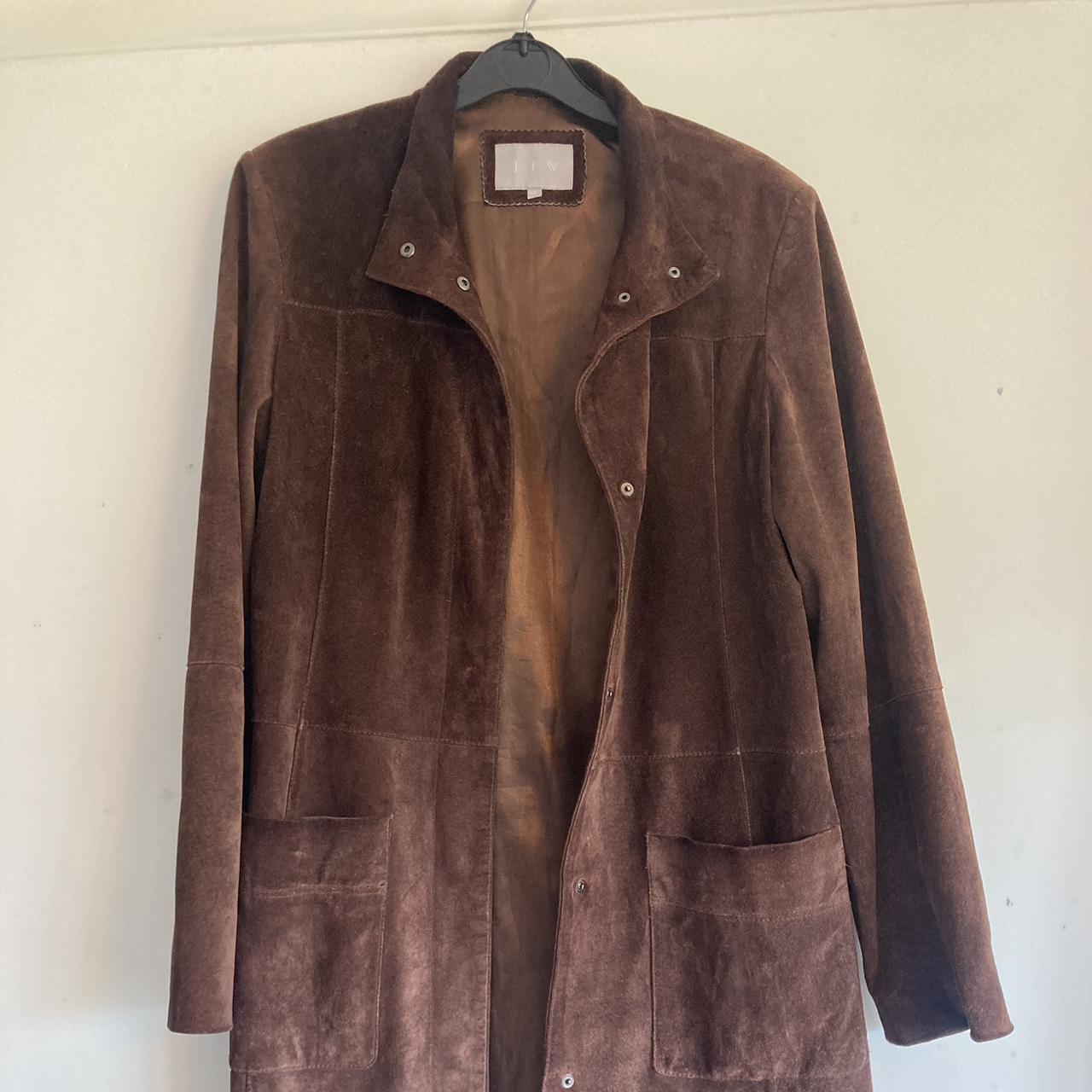 Amazing vintage 90s brown real suede long jacket... - Depop