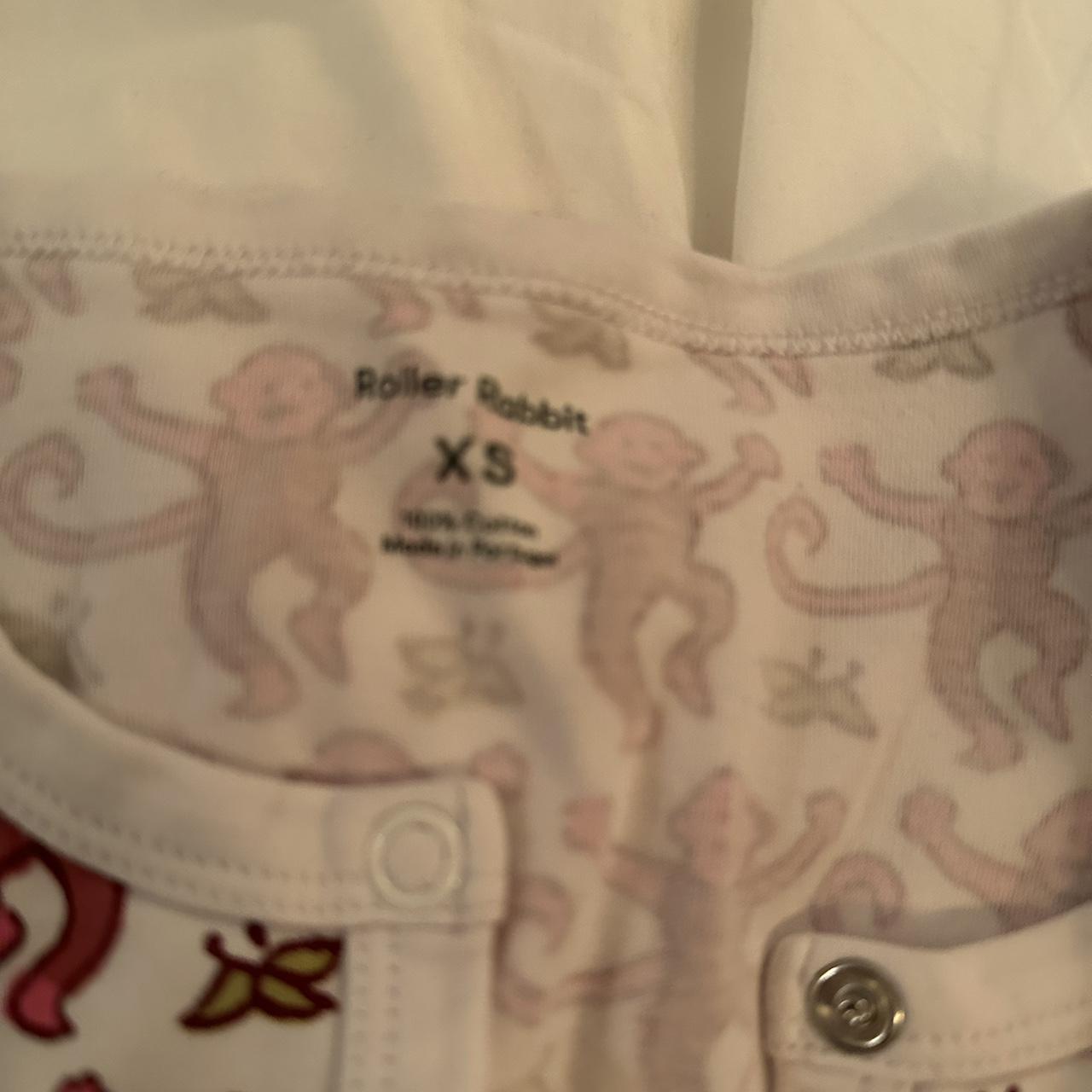 Long pink roller rabbit monkey pajamas. Size XS no... - Depop