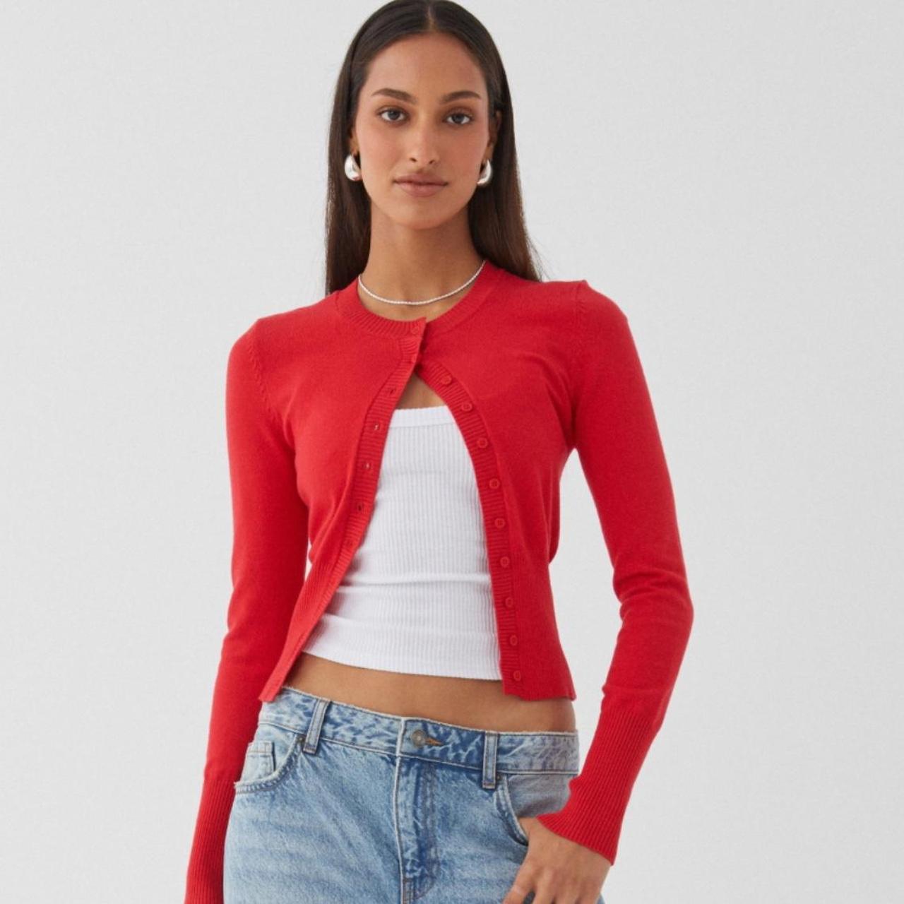 Supre red Cassie Button through knit cardigan -... - Depop