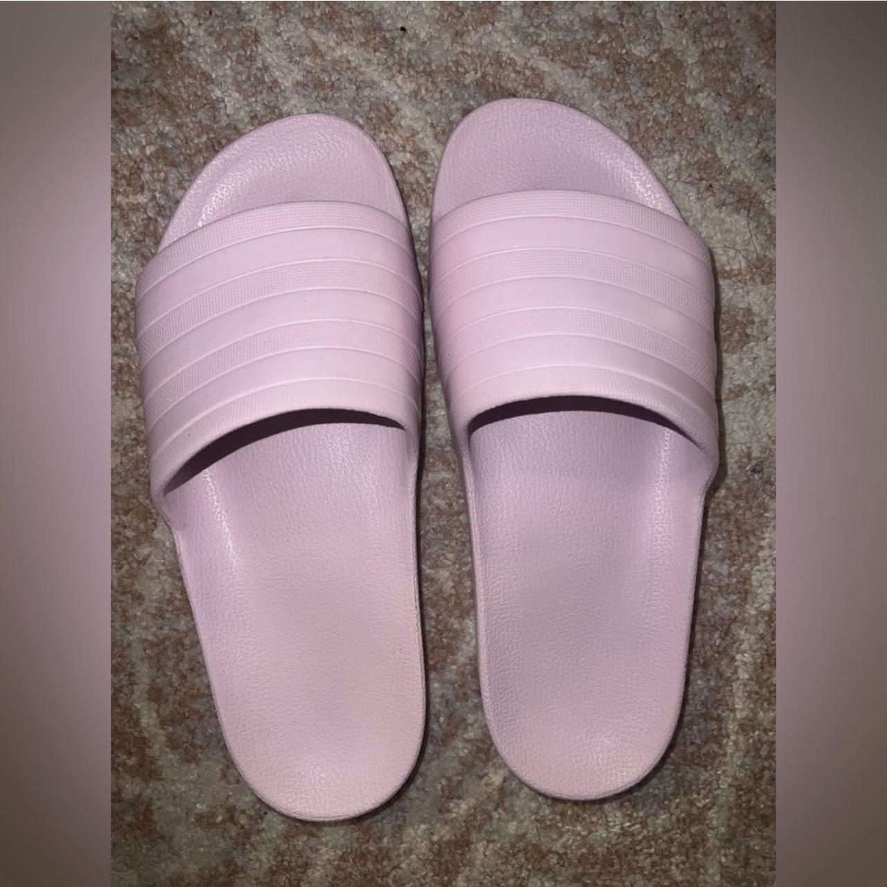 - pink adidas slides - perfect condition - good as... - Depop