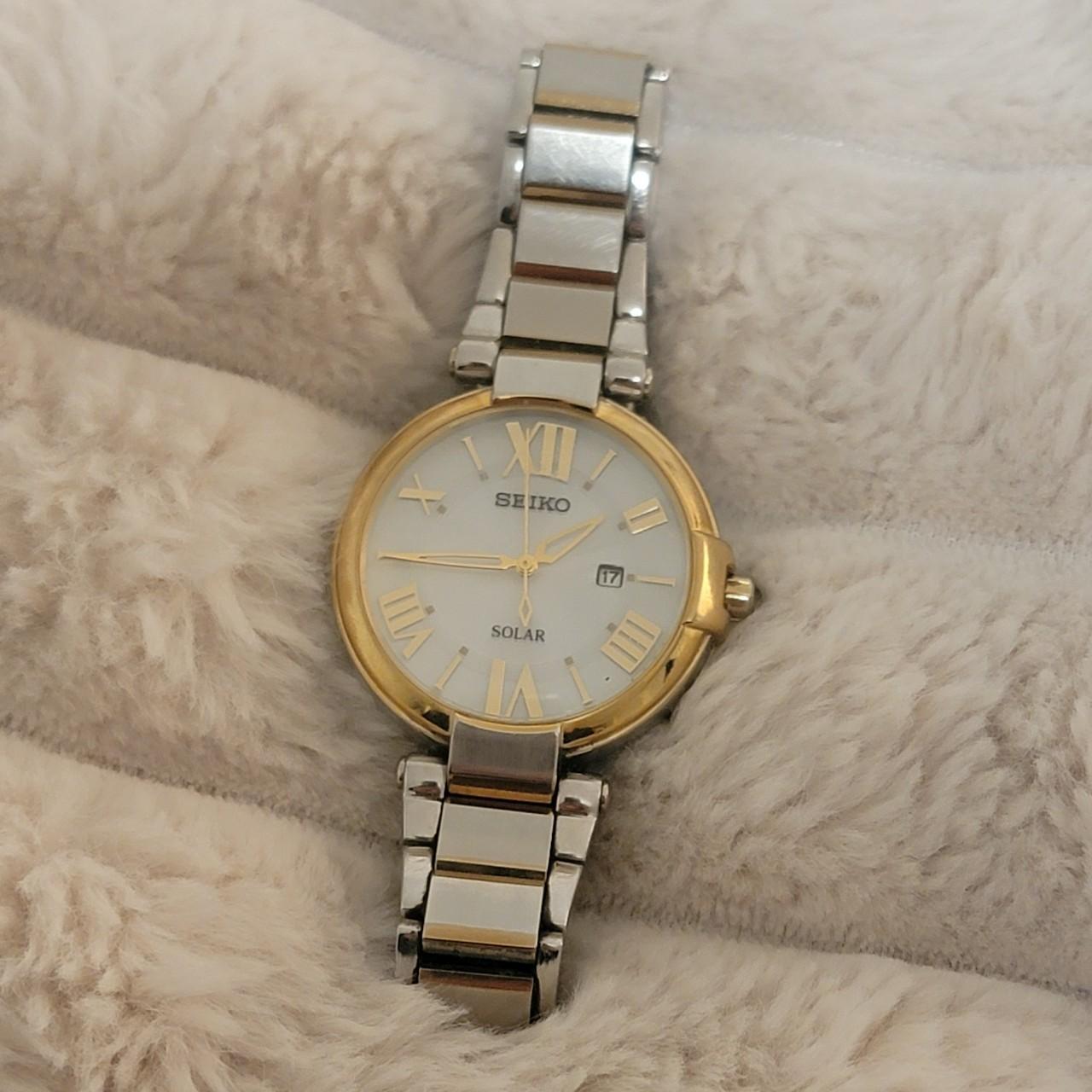 Seiko Women's Silver and Gold Watch | Depop
