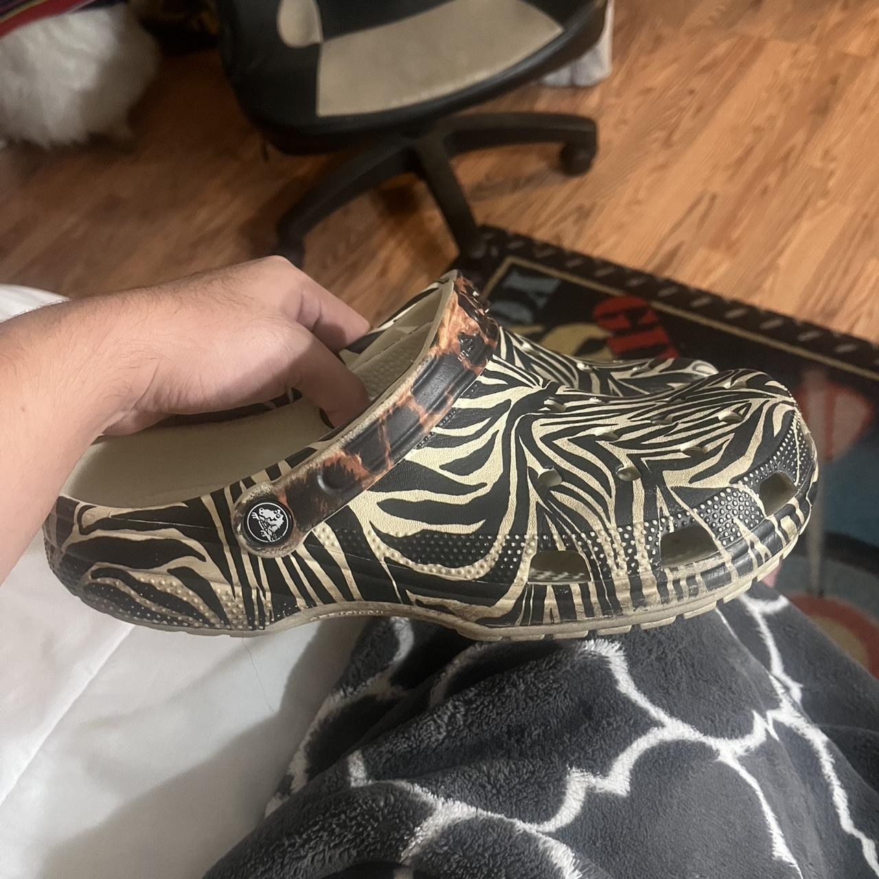 Men’s Crocs zebra print clog size 10 #zebraprint - Depop