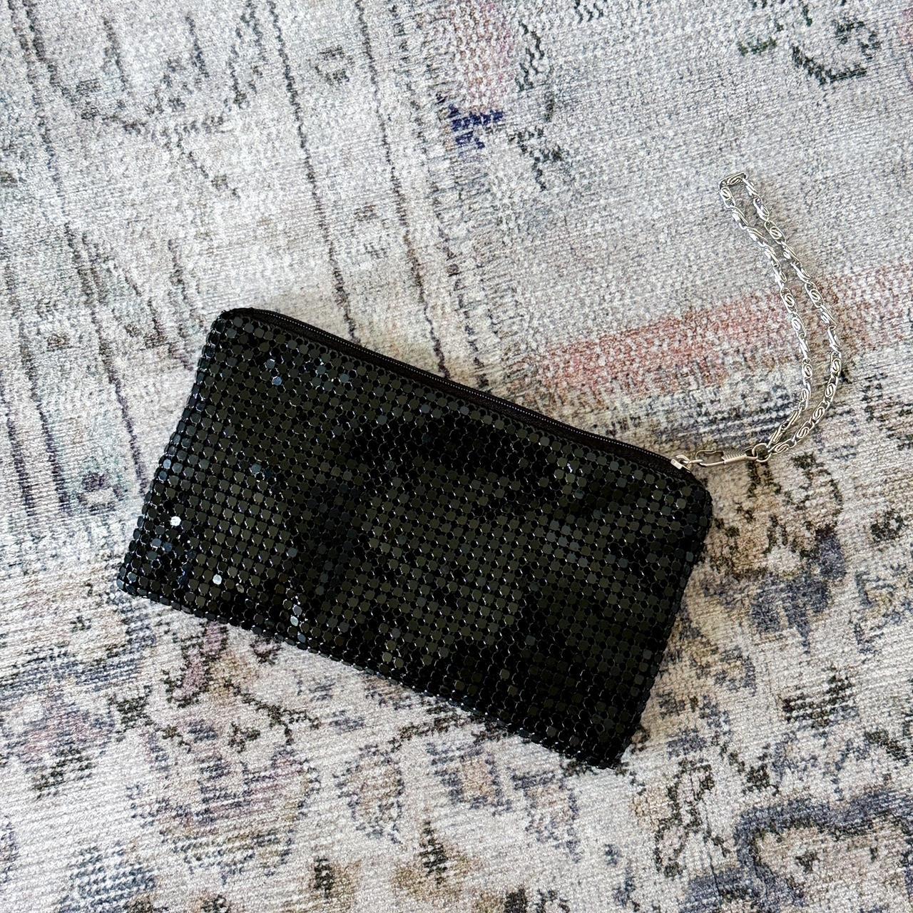 Black Mesh Pouch w/ Silver Wrist Handle Add... - Depop