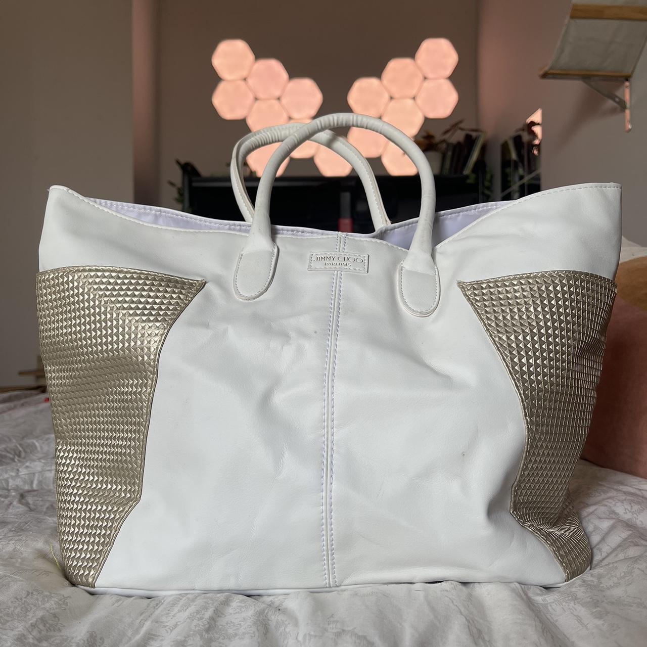 Jimmy Choo White & Gold Beach Bag #beachbag... - Depop