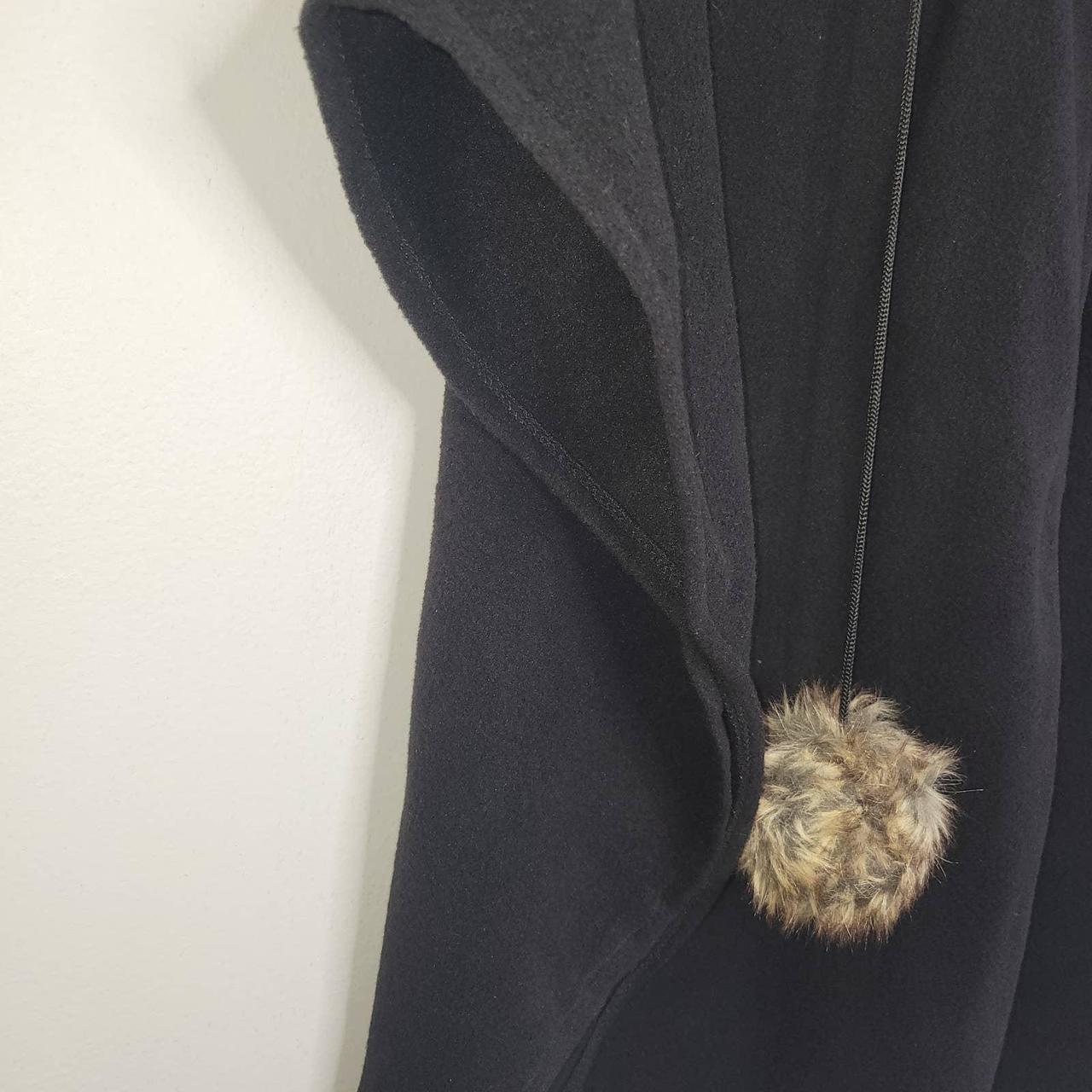 Faux Fur Hooded Fleece Cape Black Condition: No... - Depop