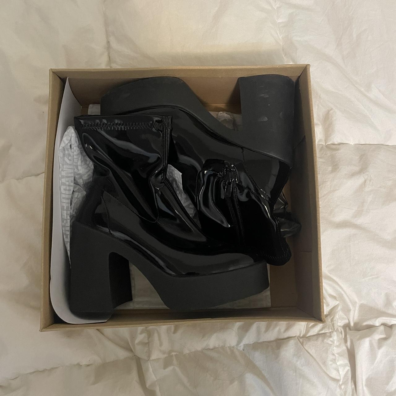 Steve Madden patent platform boots Worn once Super... | Depop
